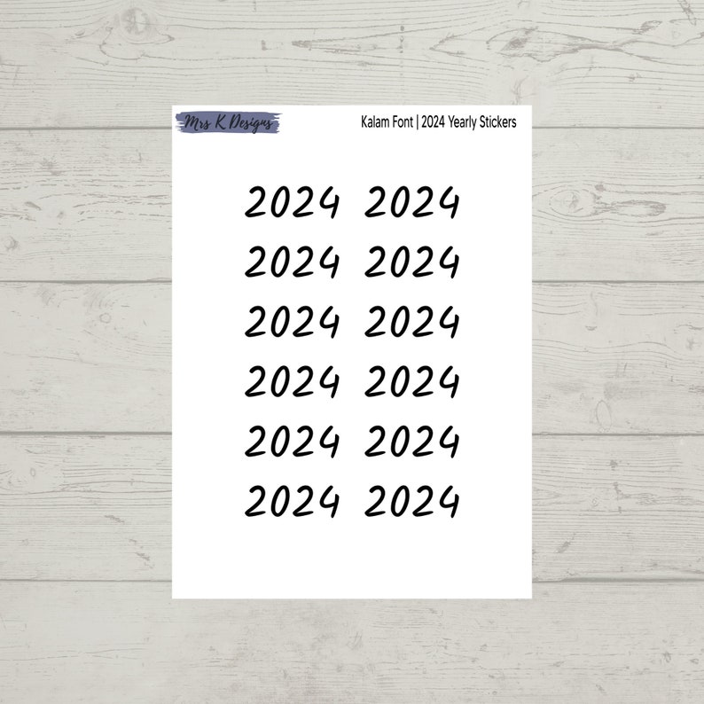 2024 Year Script Planner Stickers, XL 2024 Script Stickers, Year Script ...