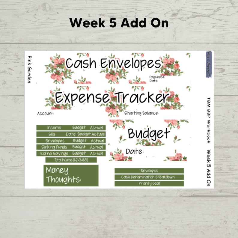 Pink Flower Garden Budget Sticker Kit: TBM BBP Workbook - Etsy