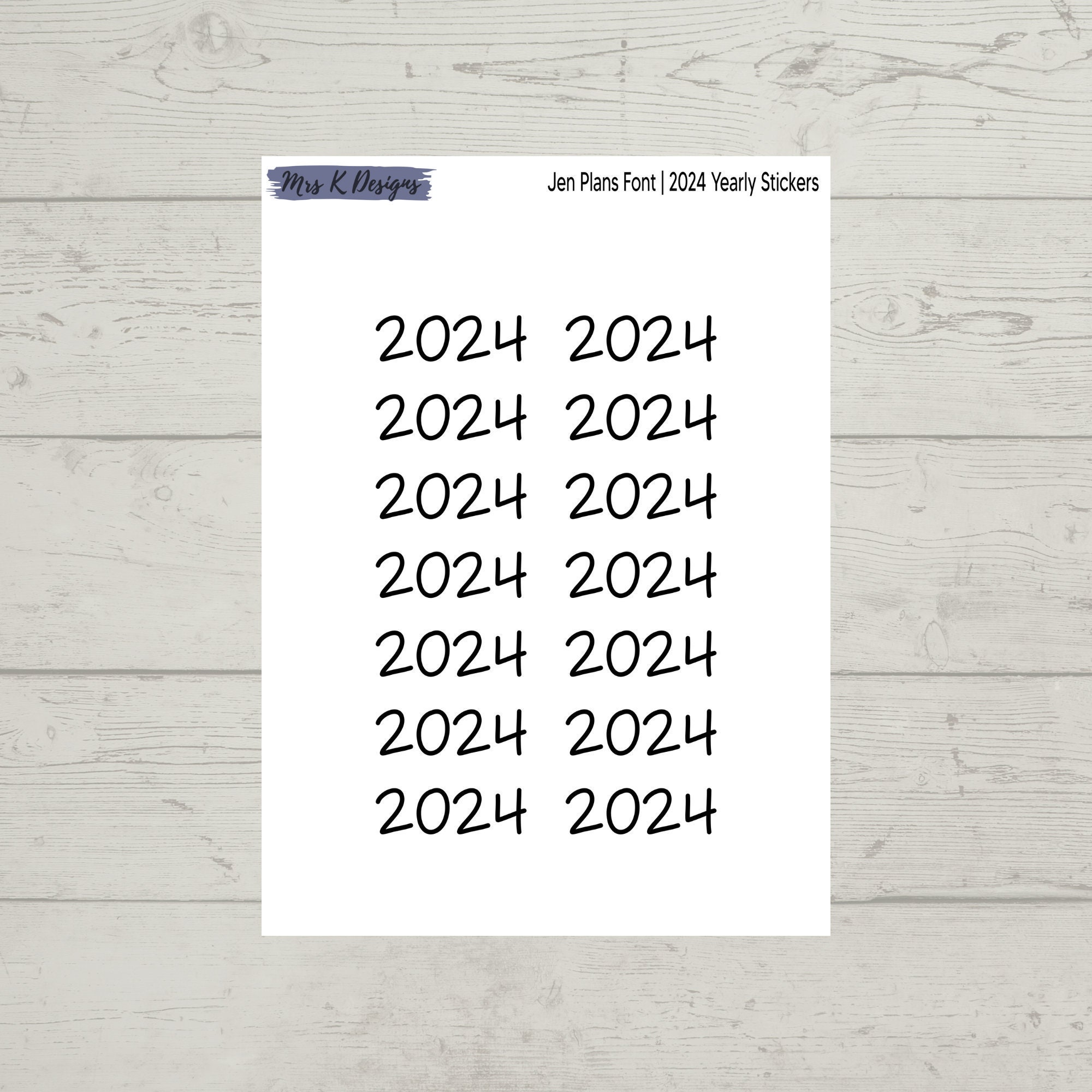 2024 Year Script Planner Stickers, XL 2024 Script Stickers, Year Script ...