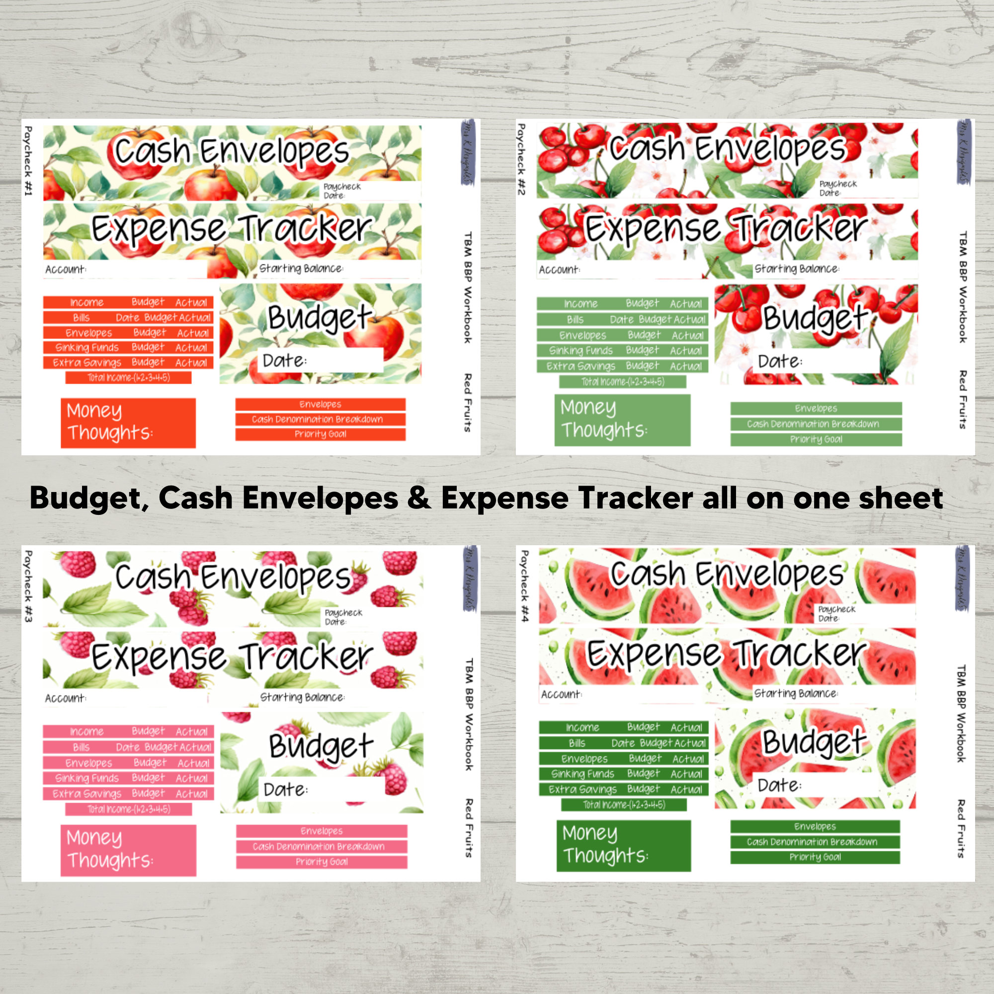 Red Fruit Monthly Budget Sticker Kit, Strawberry Sticker Sheets, TBM BBP Workbook, the Budget ...