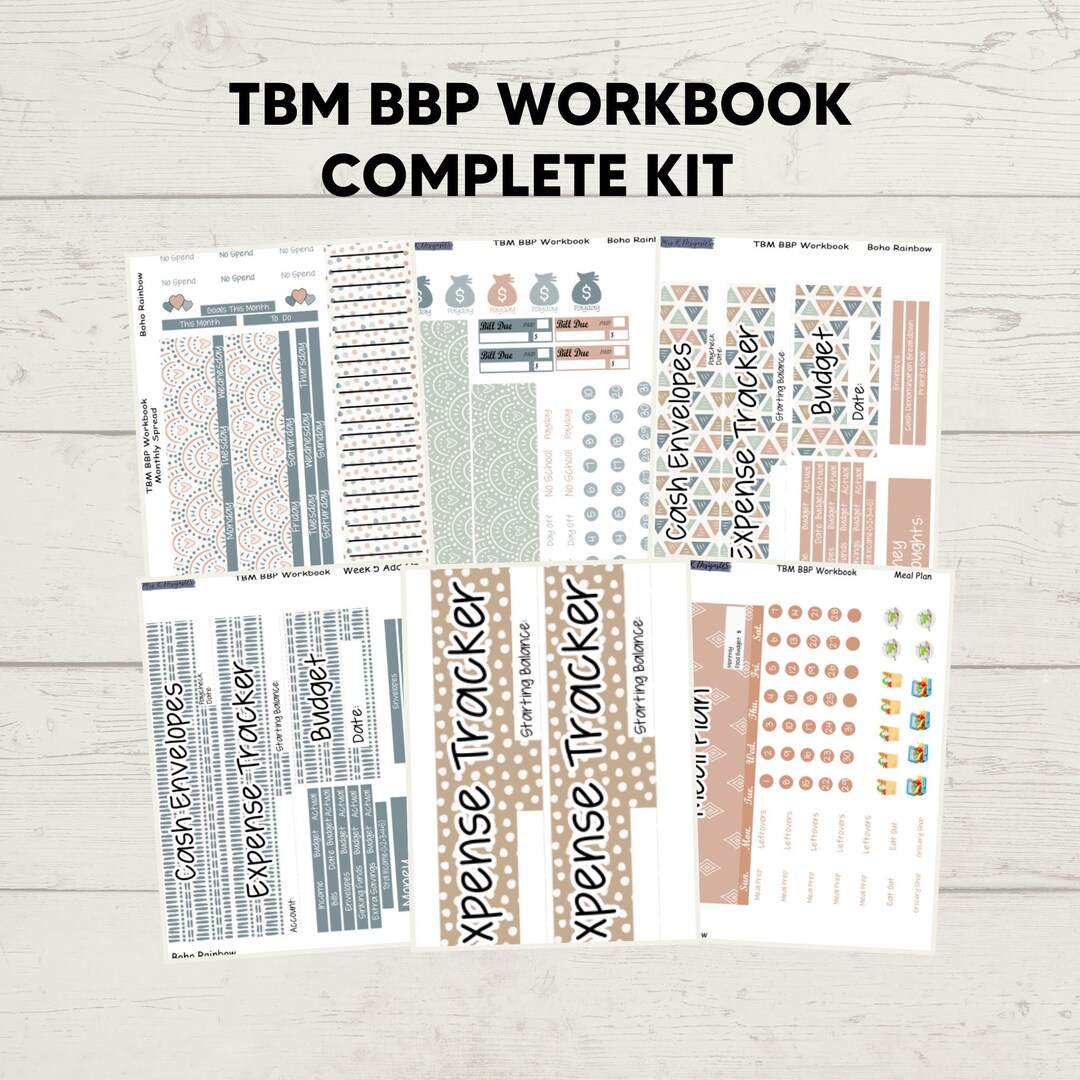 Boho Rainbow Monthly Budget Sticker Kit, TBM BBP Workbook, Planner ...