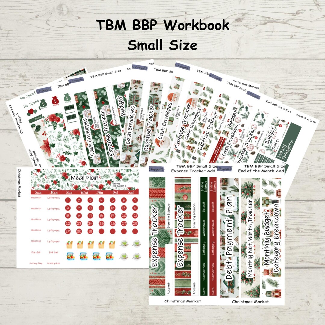 TBM BBP Workbook Small Size Monthly Sticker Kit, Christmas Market - Etsy