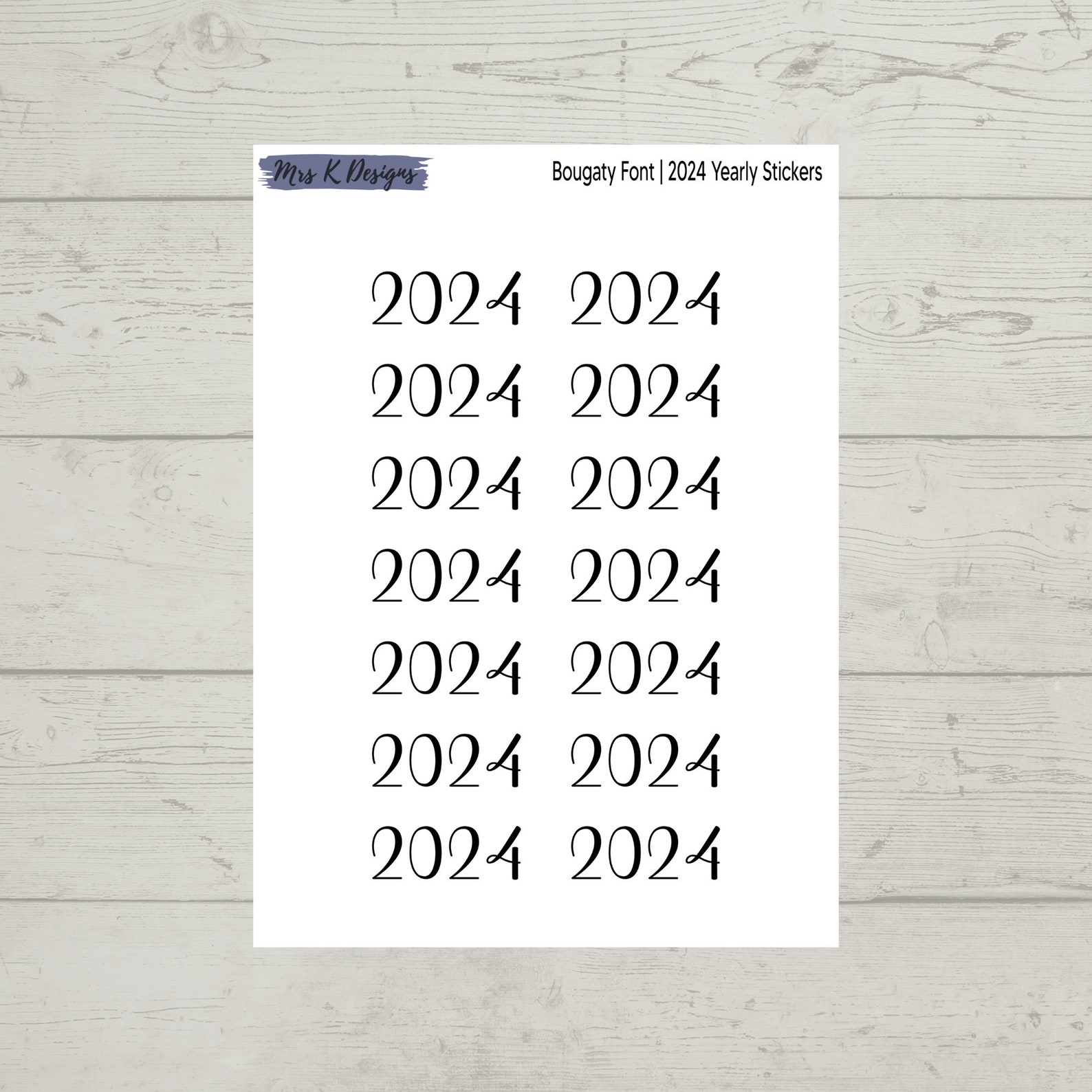 2024 Year Script Planner Stickers, XL 2024 Script Stickers, Year Script ...
