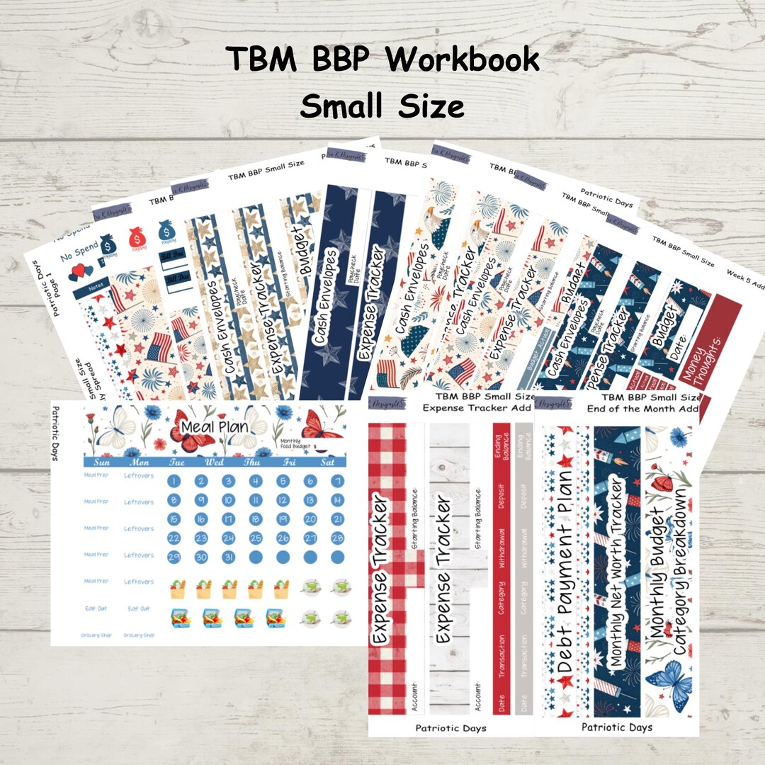 TBM BBP Workbook Small Size Monthly Sticker Kit, Patriotic Days - Etsy