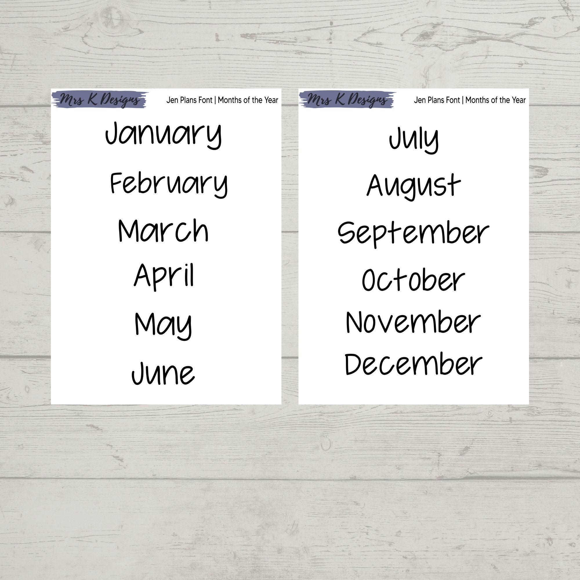 Monthly Script Stickers, XL Script Stickers, TBM BBP Stickers, Months ...