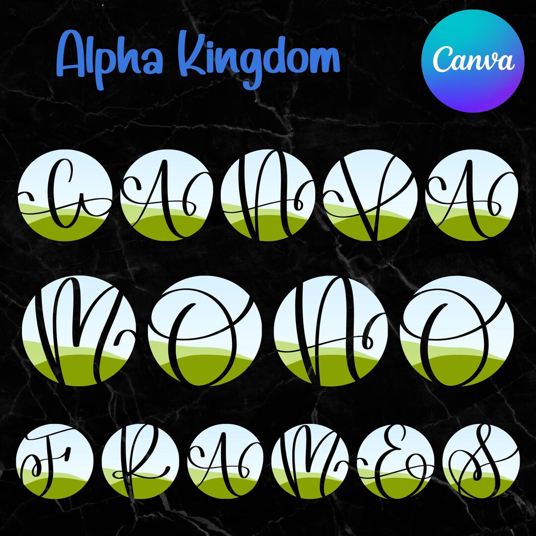 Canva Frame Letters, Drag and Drop Template, Circle Monogram Letters ...