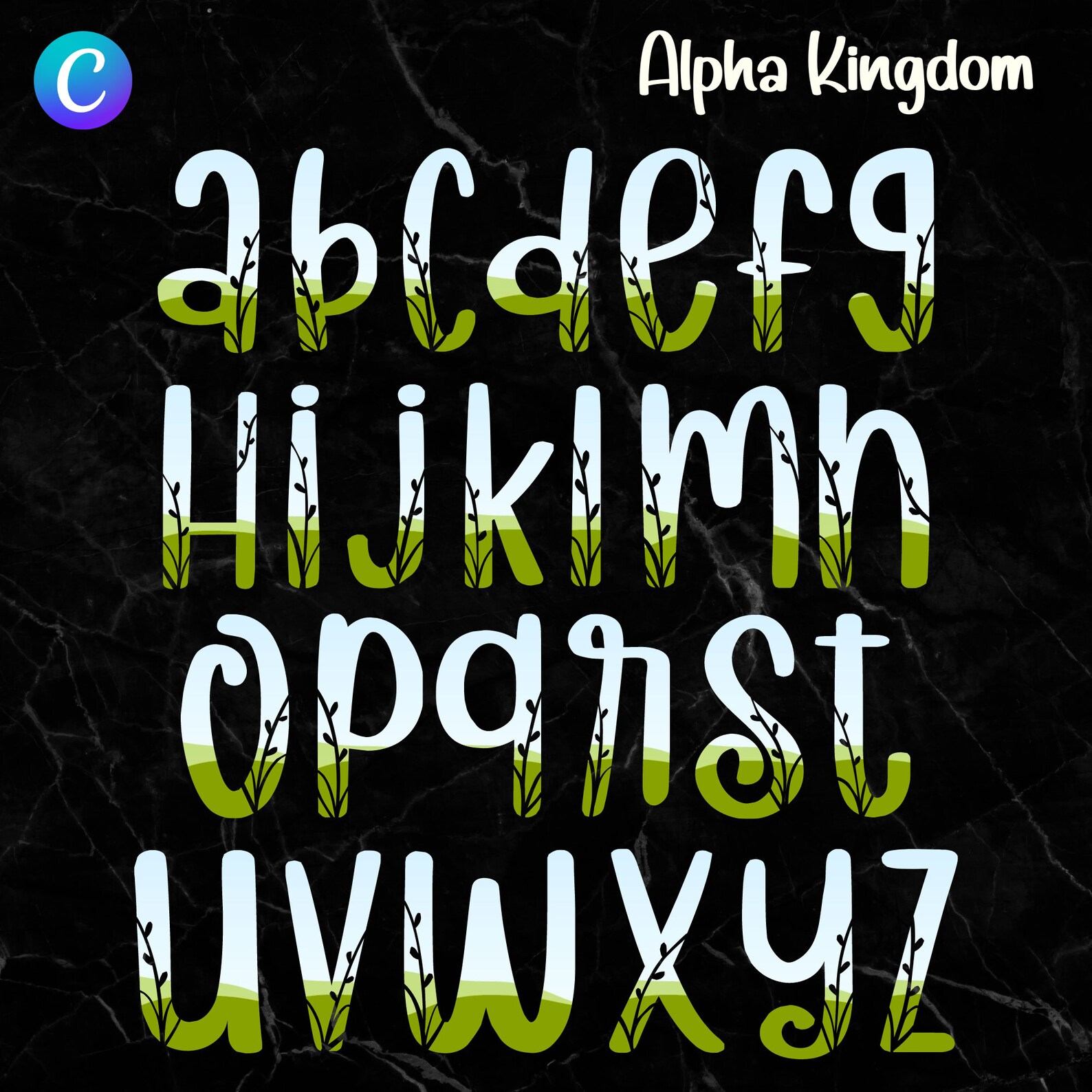 Canva Frame Letters, Drag and Drop Template, New Leaf Letters, Alphabet ...