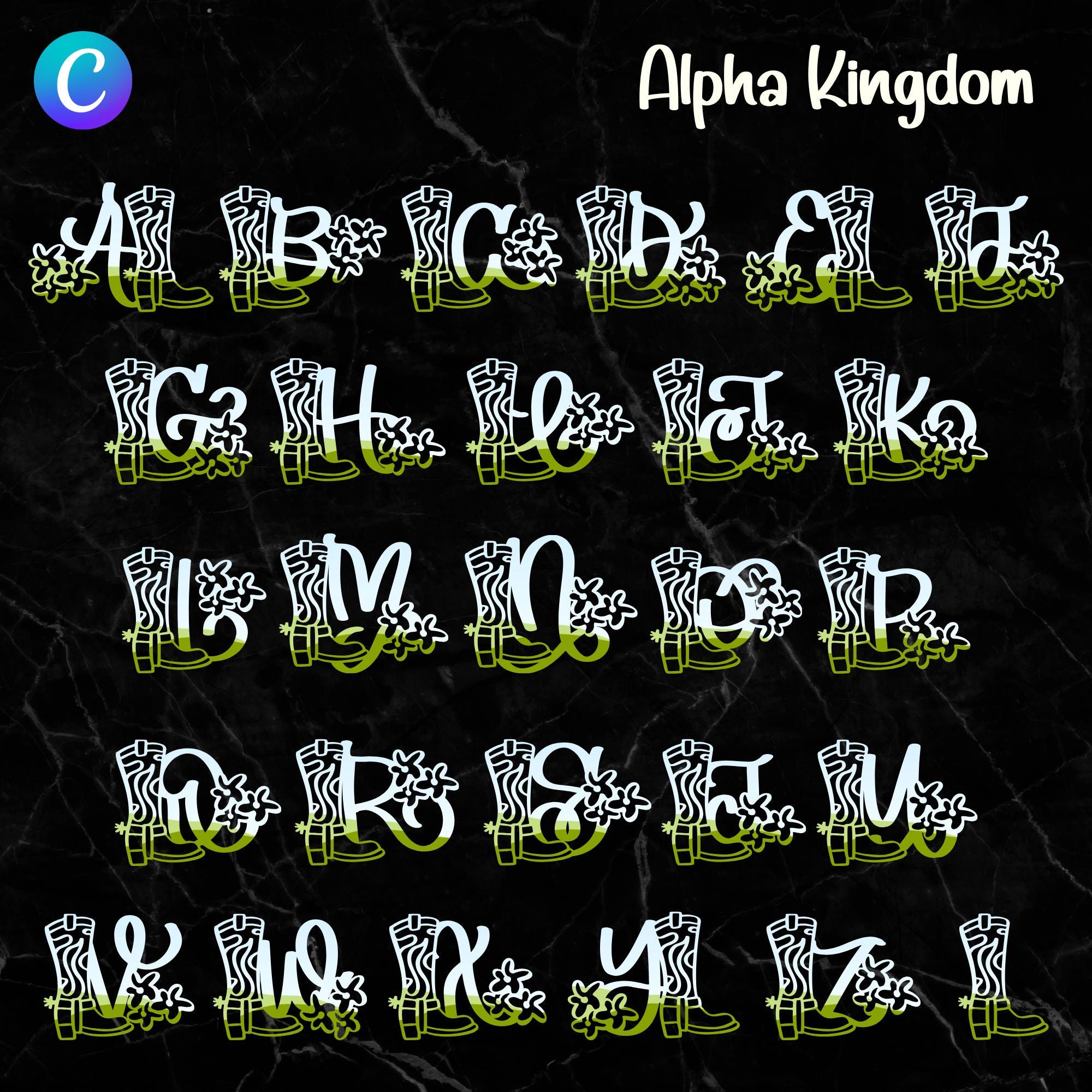 Canva Frame Letters, Mono Boots Alphabet A-Z (digital Download) - Etsy
