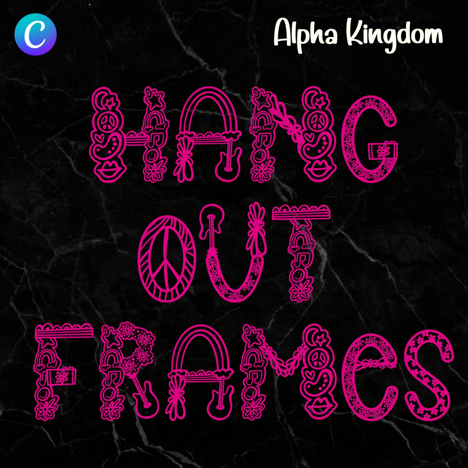 Canva Frame Letters, Drag and Drop Template, Hang Out Decorative ...