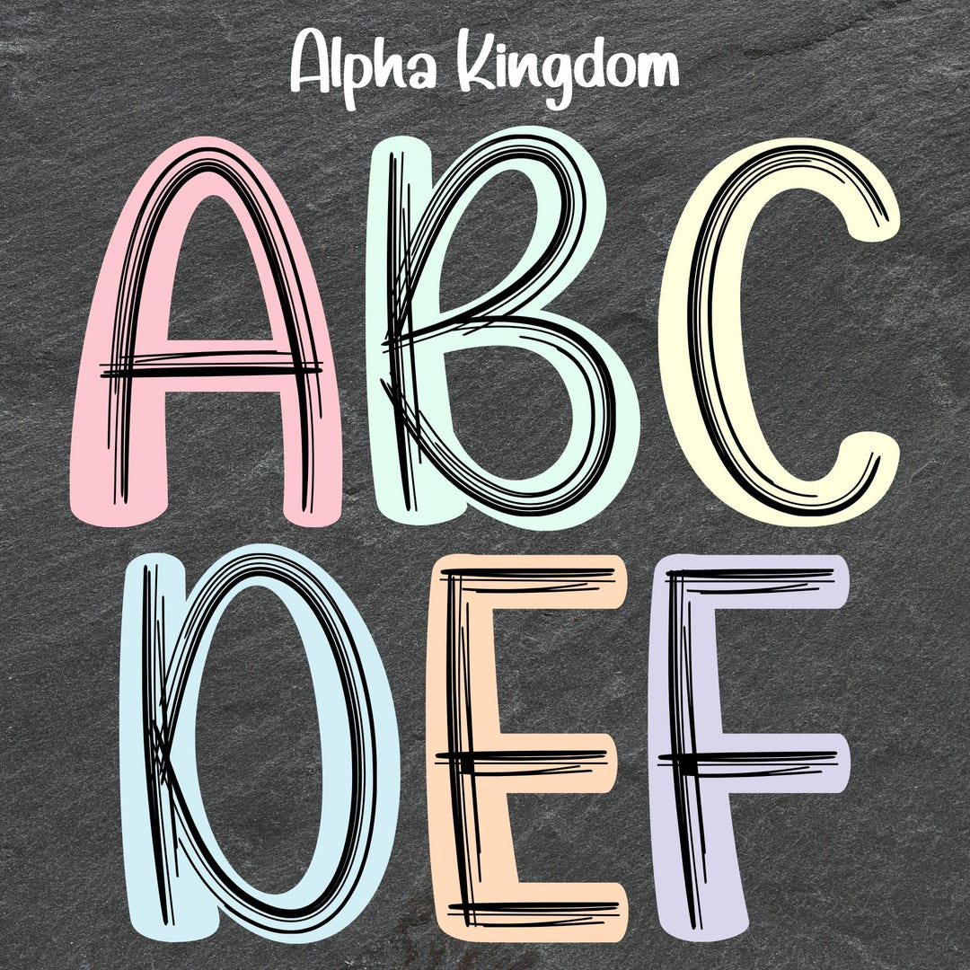 Candy Scribble PNG Letters, Pastel Doodle Alphabet (digital Download ...