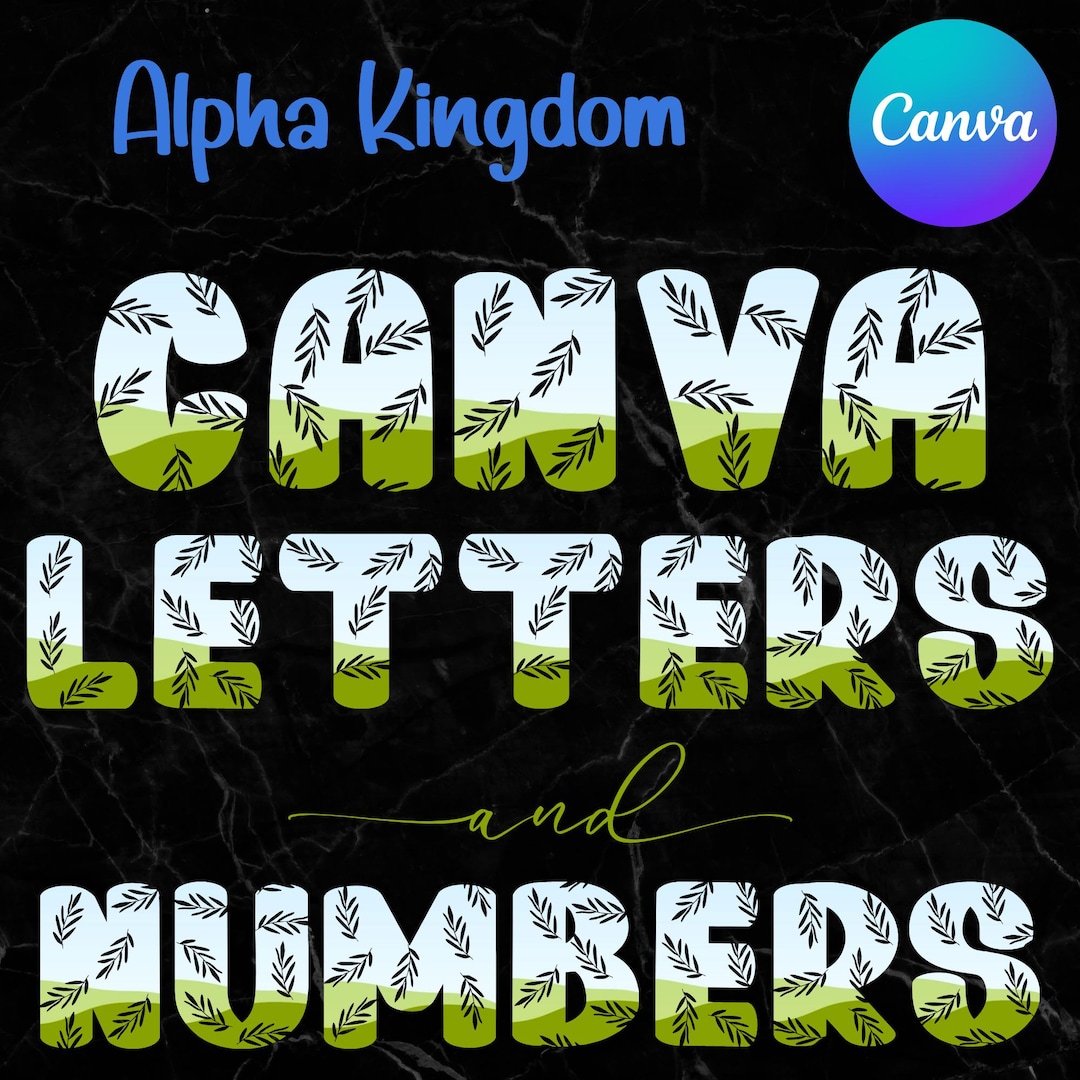 Leafy Canva Frame Letters and Numbers Template (digital Download) - Etsy