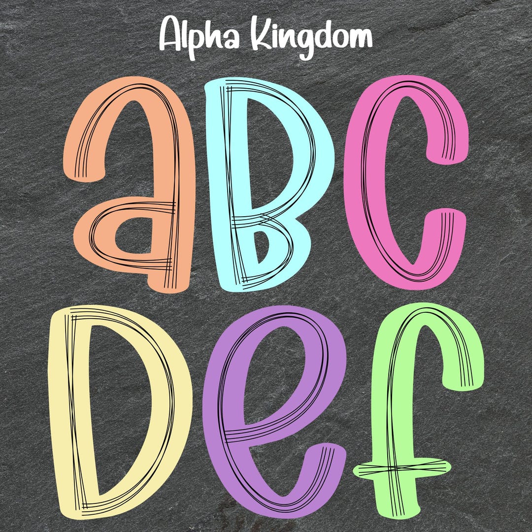 PNG Letters, Party Scribbles, 6 Different Colors, Bright, Full Alphabet ...