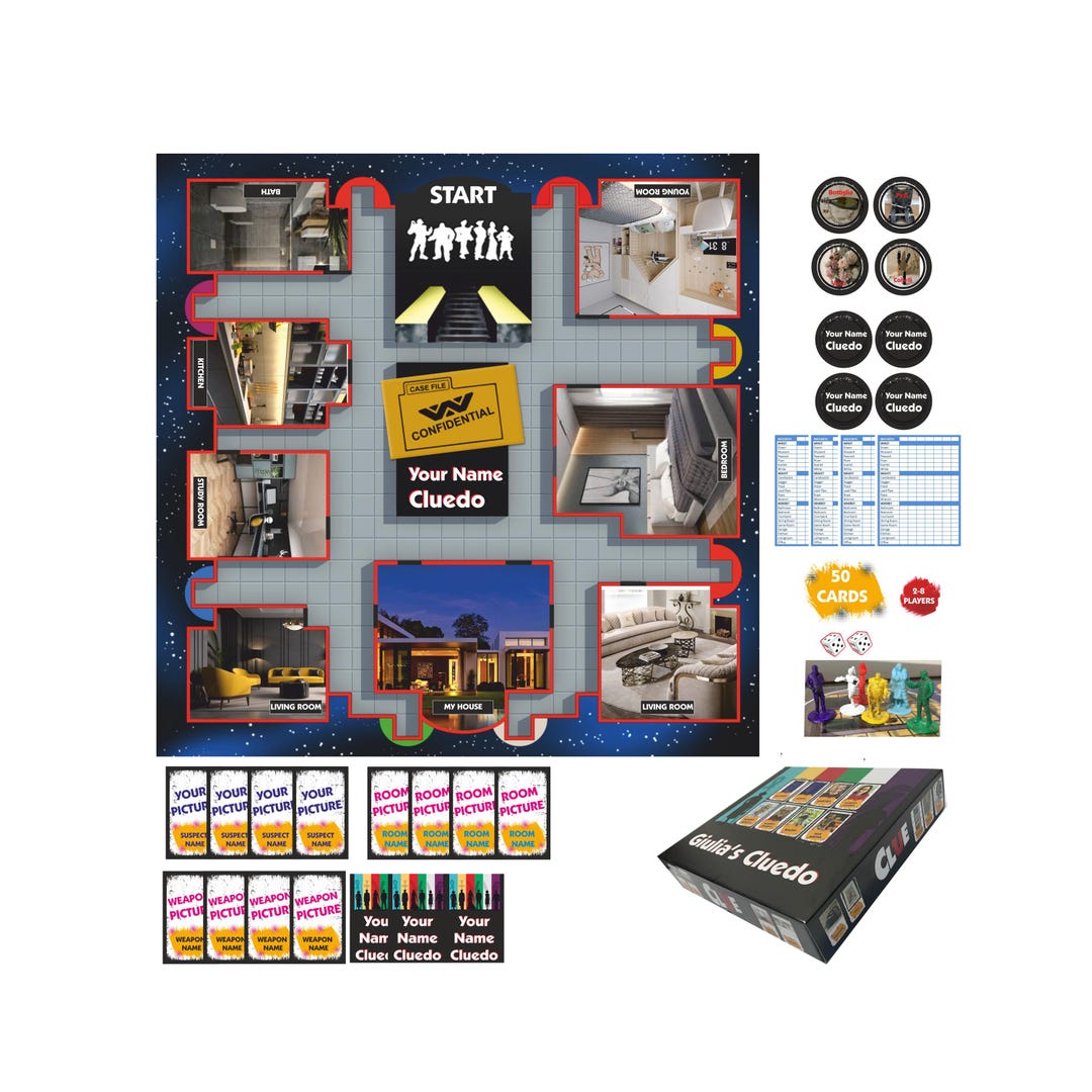 Custom Clue Board Game, Personalized Detective Mystery, Family ...