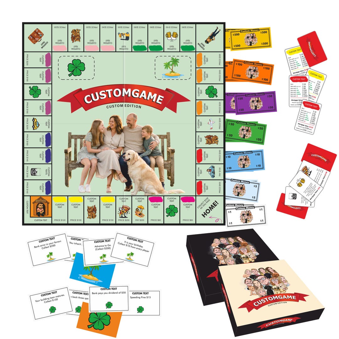 Customopoly Board Game, Game Board, Customized Gift, Personalized Board ...
