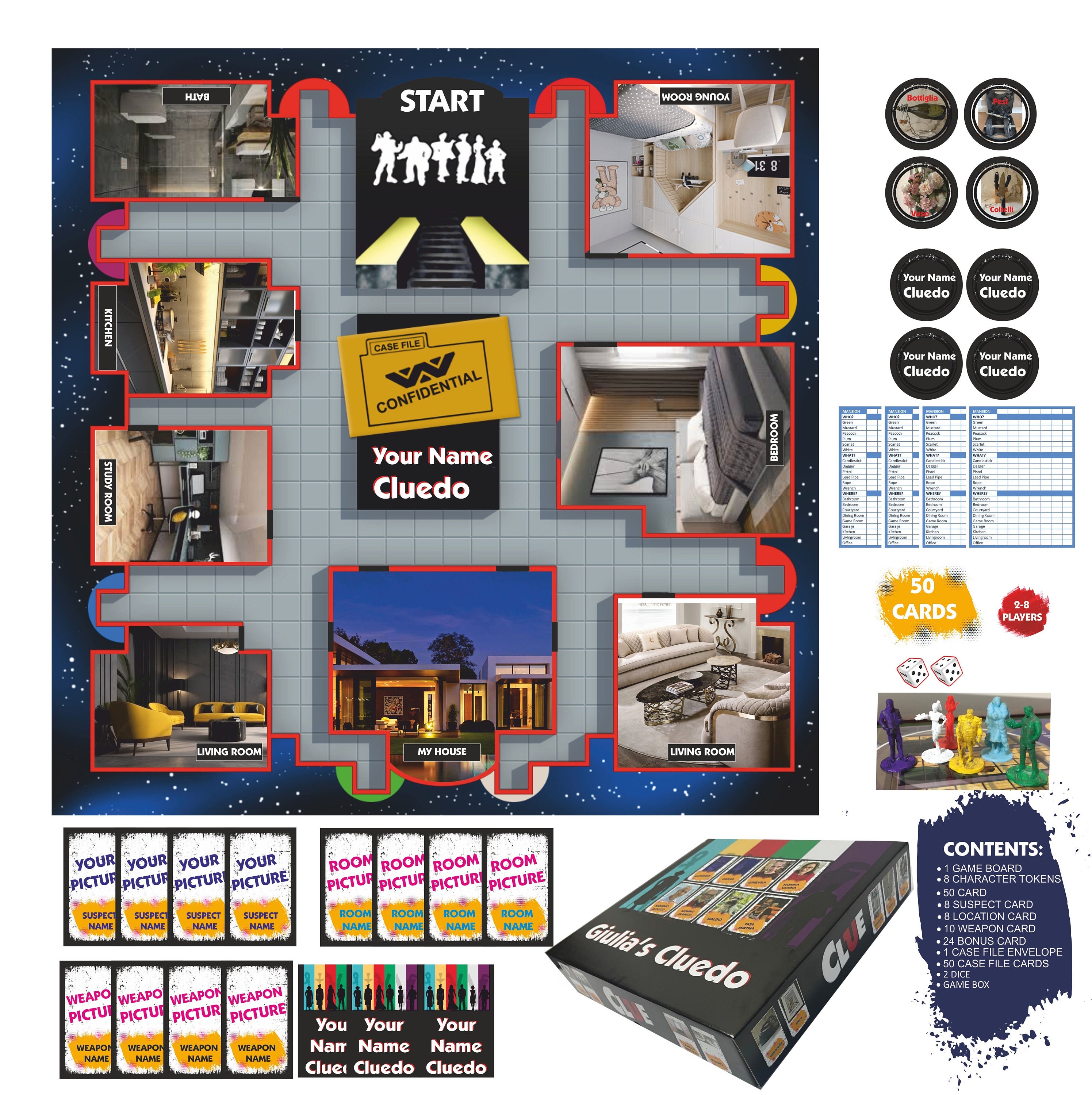 Custom Clue Board Game Personalized Board Game Customized Gift ...