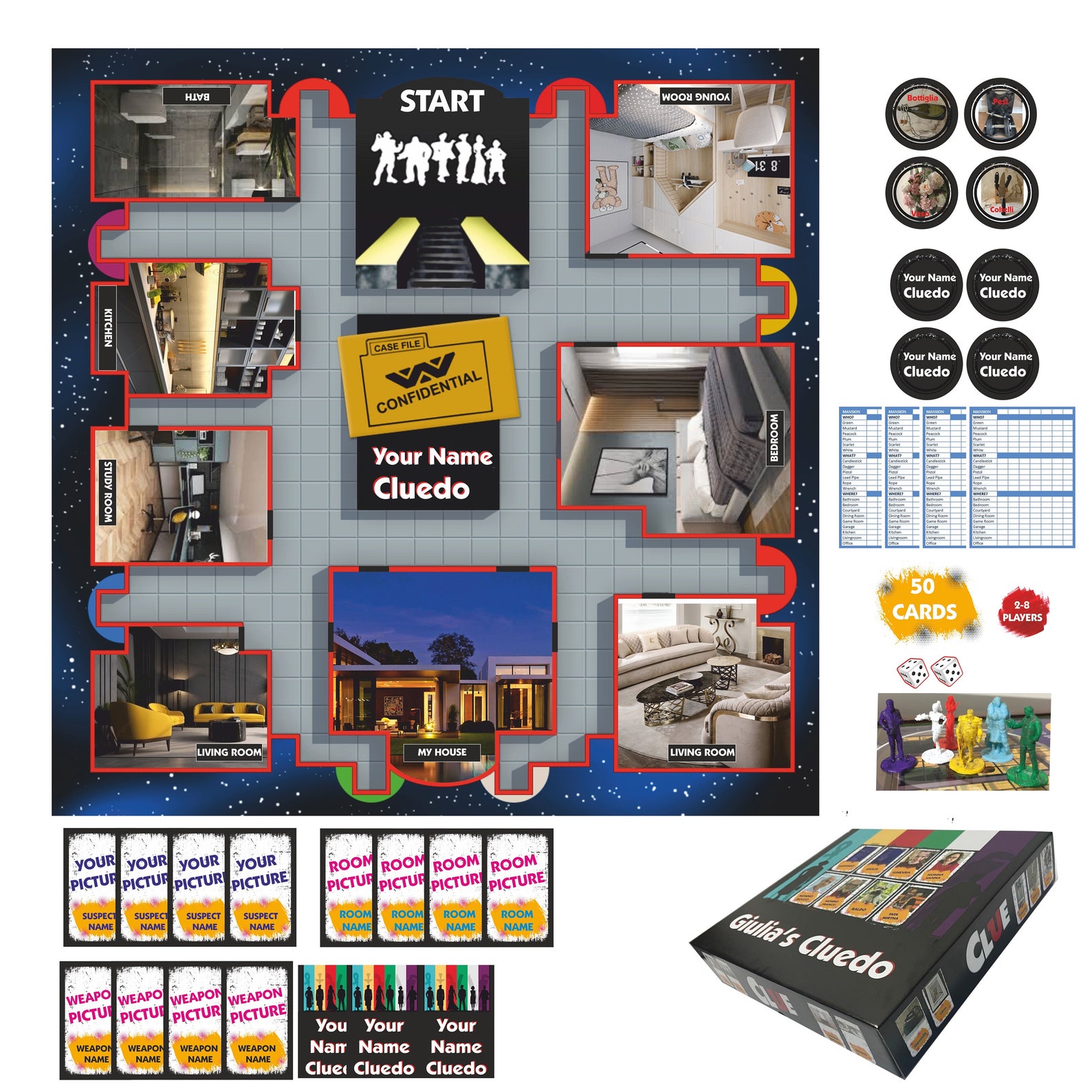 Custom Clue Board Game, Custom Detective Game Gift, Christmas Party ...
