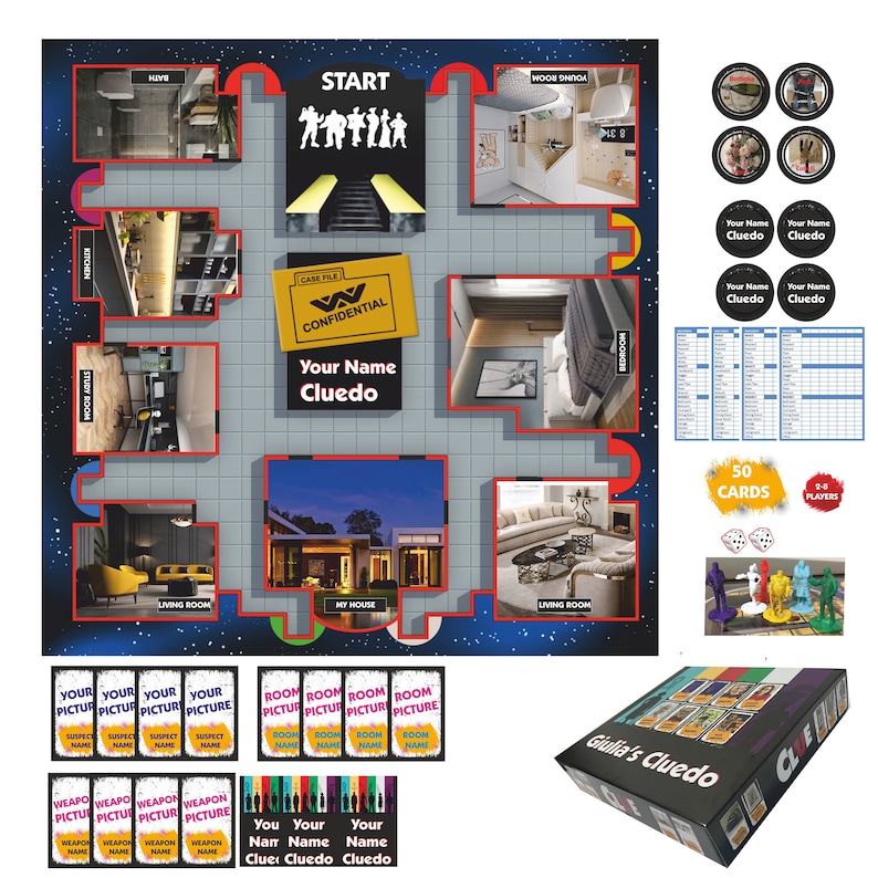 Custom Clue Board Game, Custom Detective Game Gift, Christmas Party ...