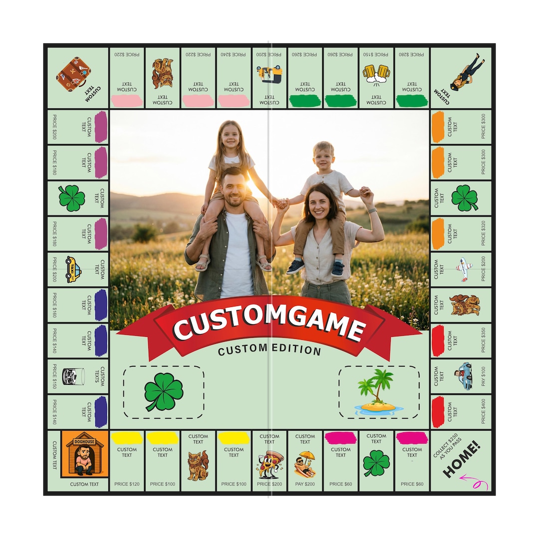 Custompoly Board Game, Personalized Game Board, Custom Game Board ...