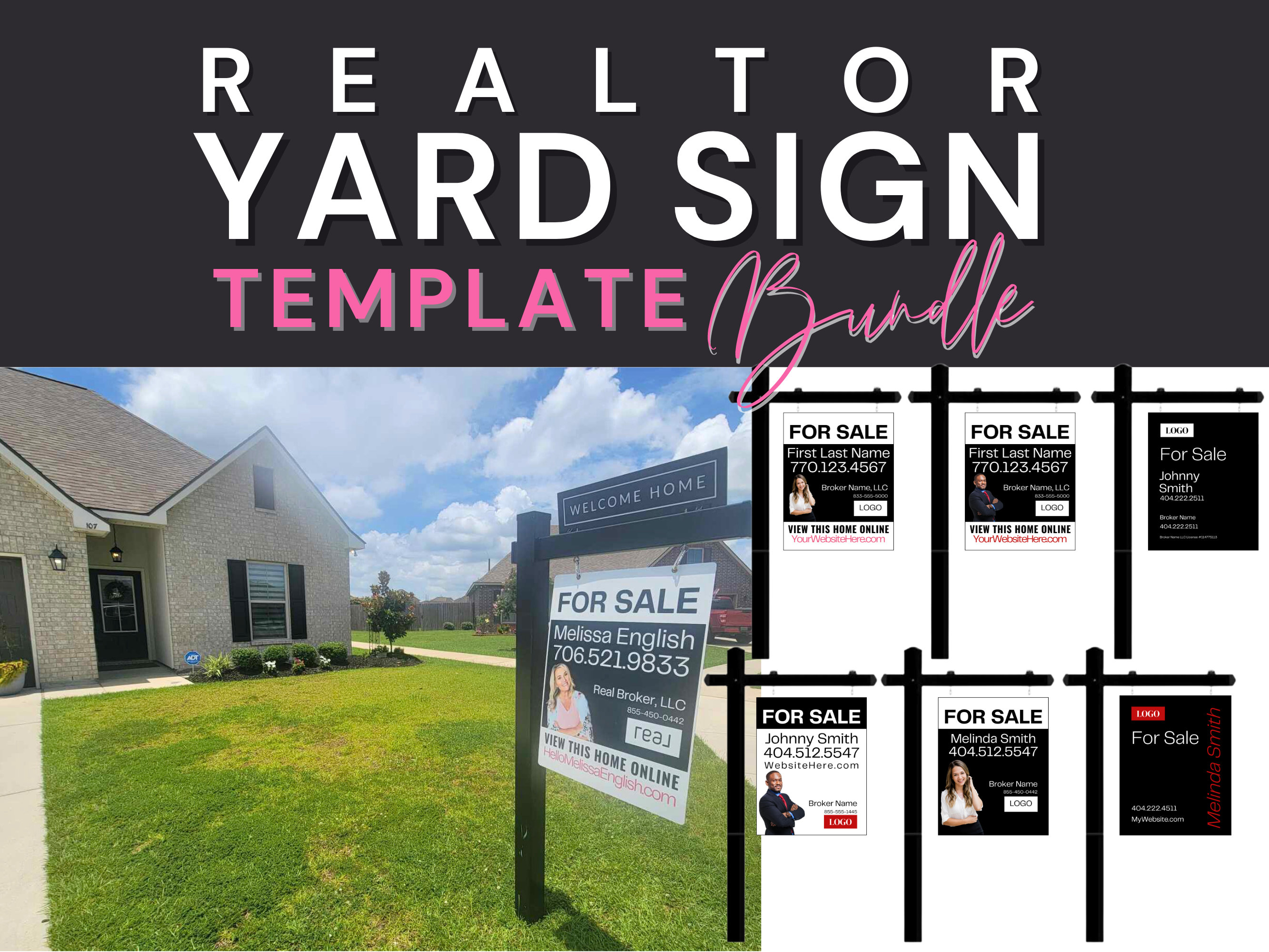 Realtor Yard Sign Bundle Canva Templates Listing Agent Marketing Lead ...