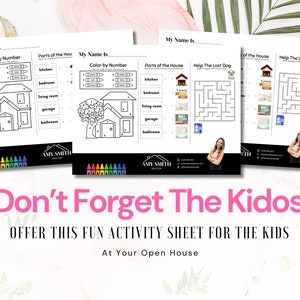 Open House Kids Activity Sheet | Real Estate Marketing | Lead ...