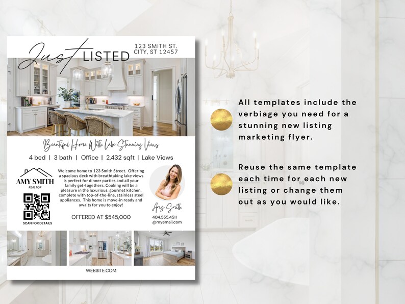New Listing Marketing Flyer | Canva Templates | Real Estate Marketing ...