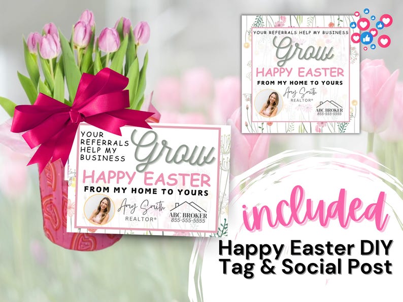 April Realtor Pop by Tags: Easter & Spring Marketing (canva, Printable ...