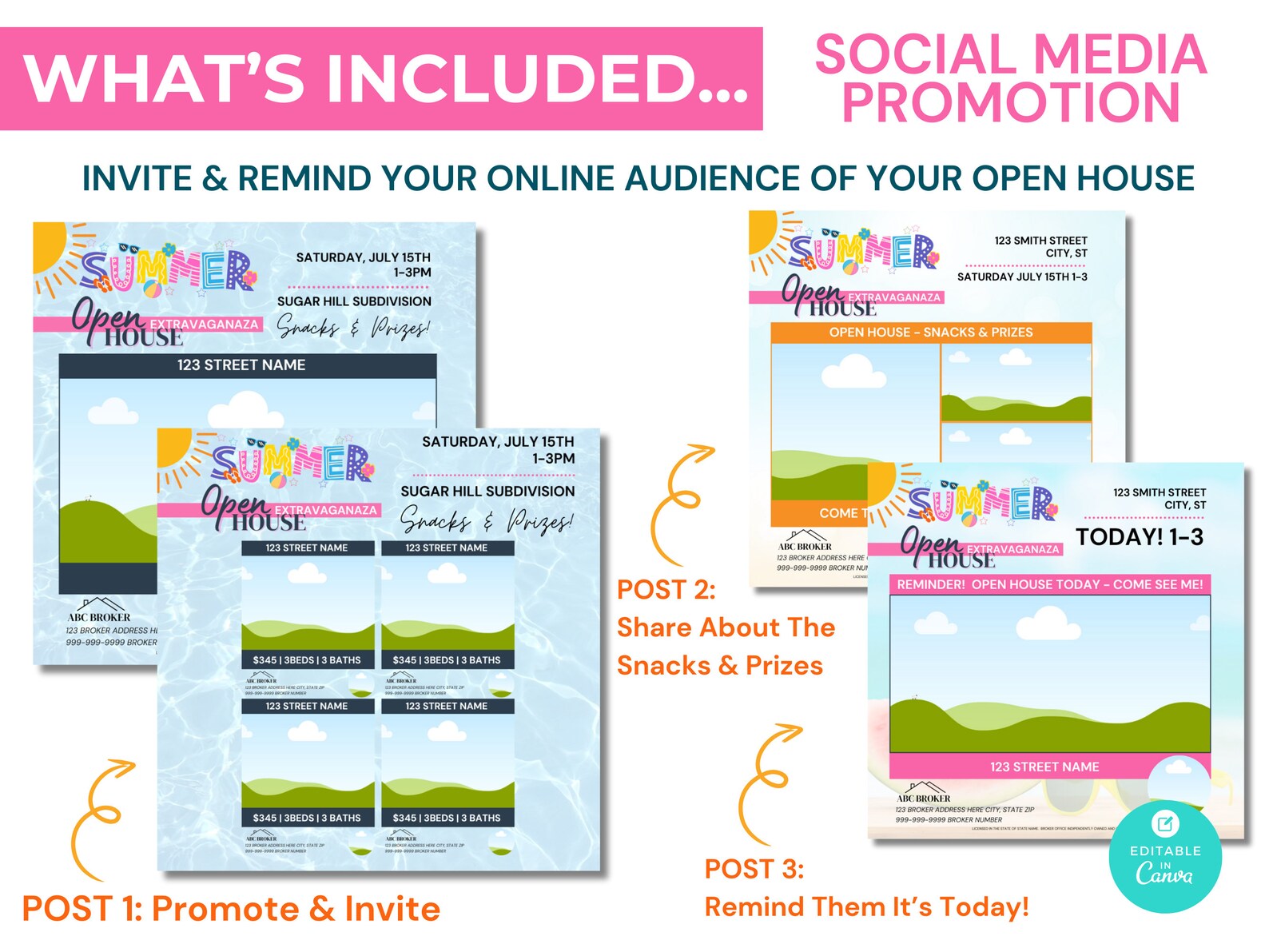Summer Theme Open House Marketing Kit | Real Estate Marketing | Canva ...