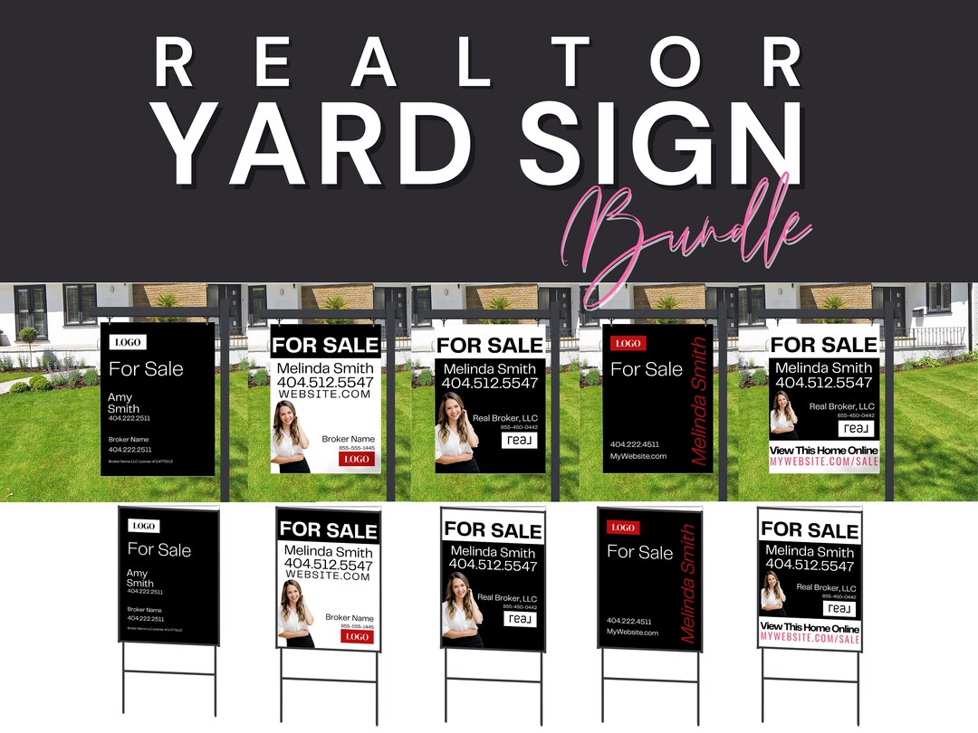 Realtor Yard Sign Bundle Canva Templates Real Estate Marketing Lead ...