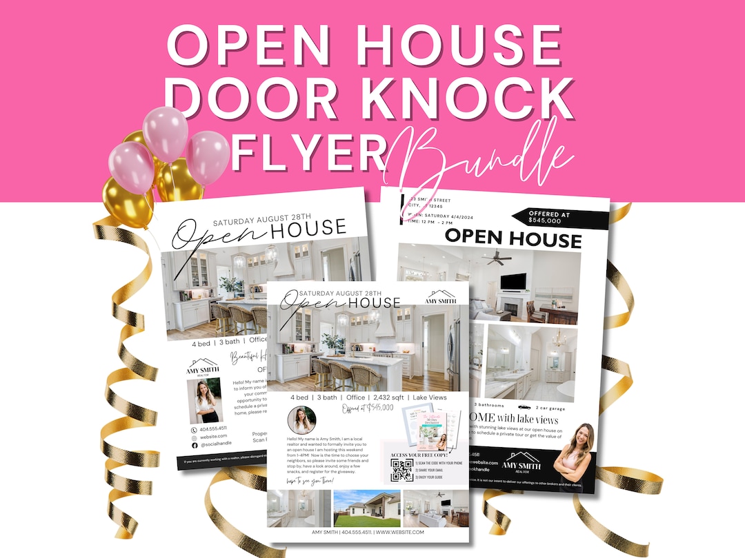 Open House Door Knocking Flyer | Flyer With QR Code | Real Estate Marketing | Lead Generating ...