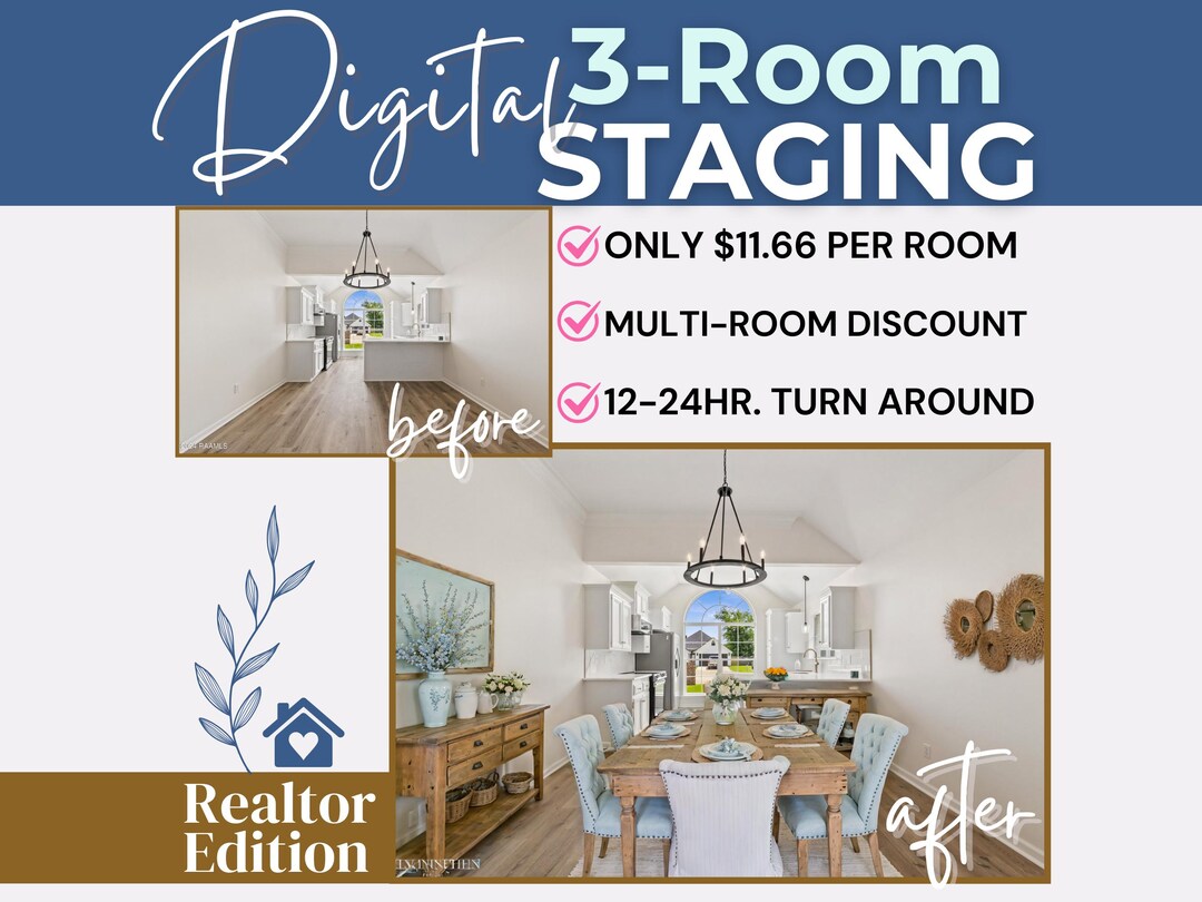 3 Room Digital Staging for Realtors | FAST Turn Around | Virtual ...