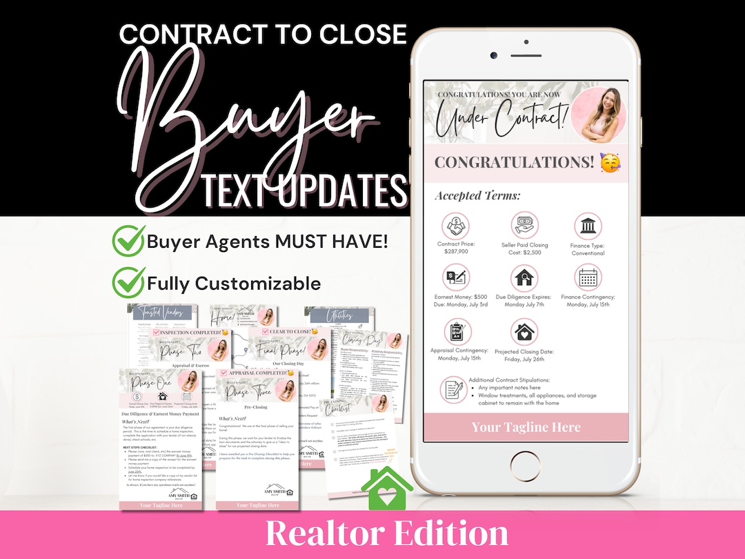 Buyer Contract to Close Timeline Text Updates | Canva | Modern ...