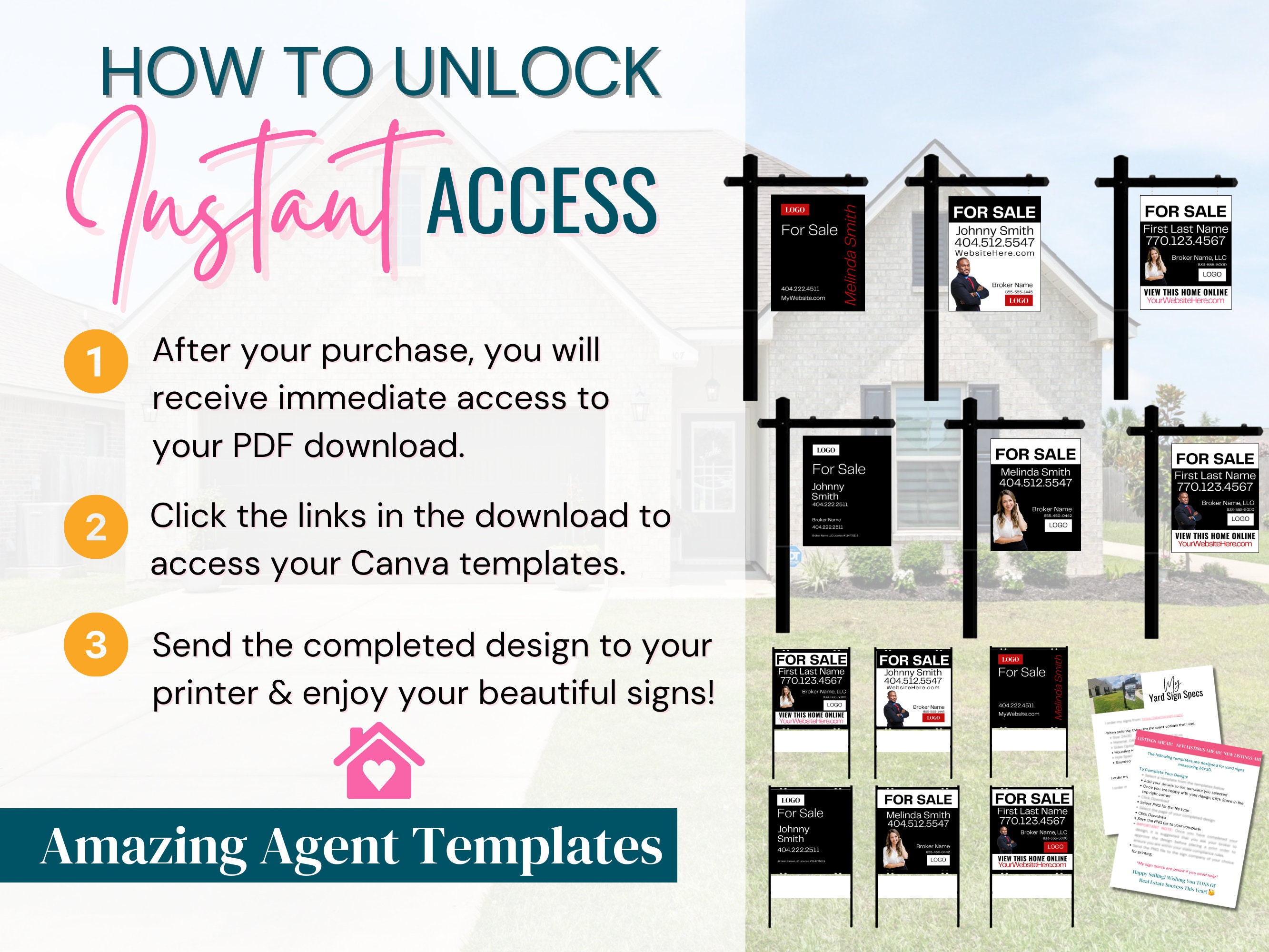 Realtor Yard Sign Bundle Canva Templates Listing Agent Marketing Lead ...