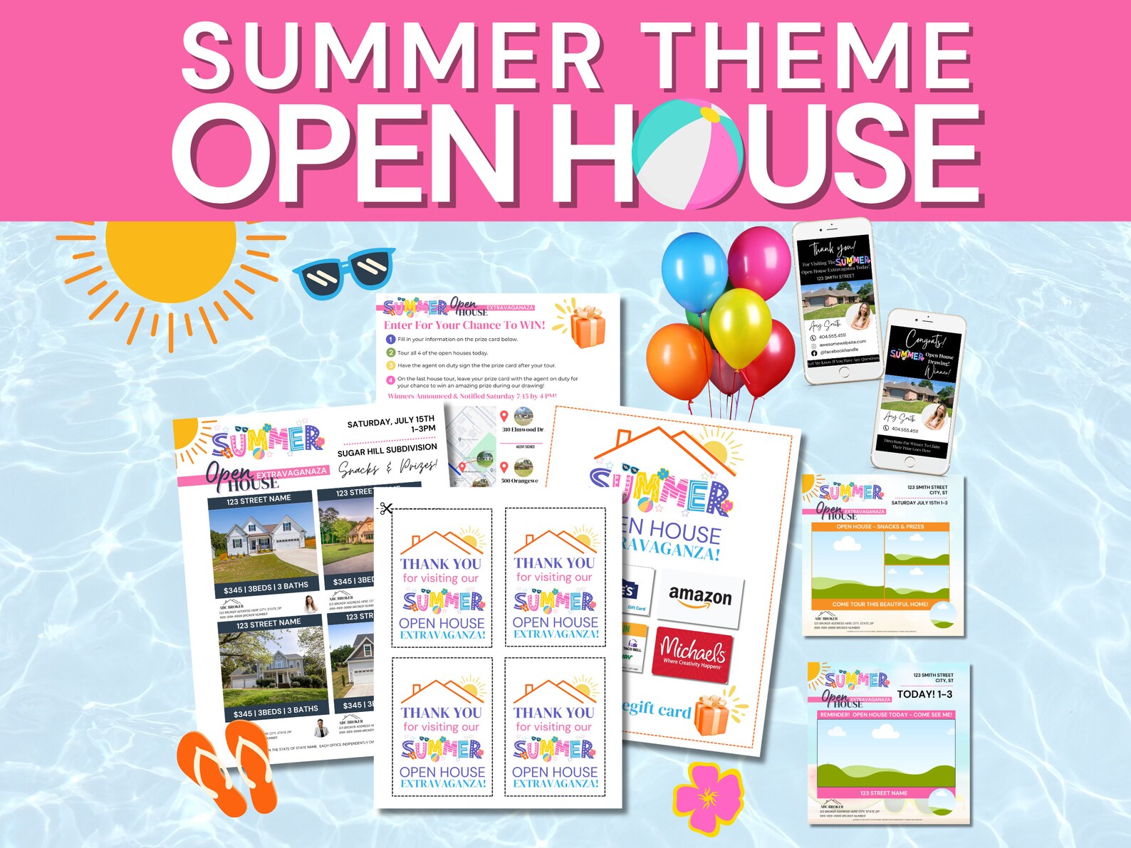 Summer Theme Open House Marketing Kit | Real Estate Marketing | Canva ...