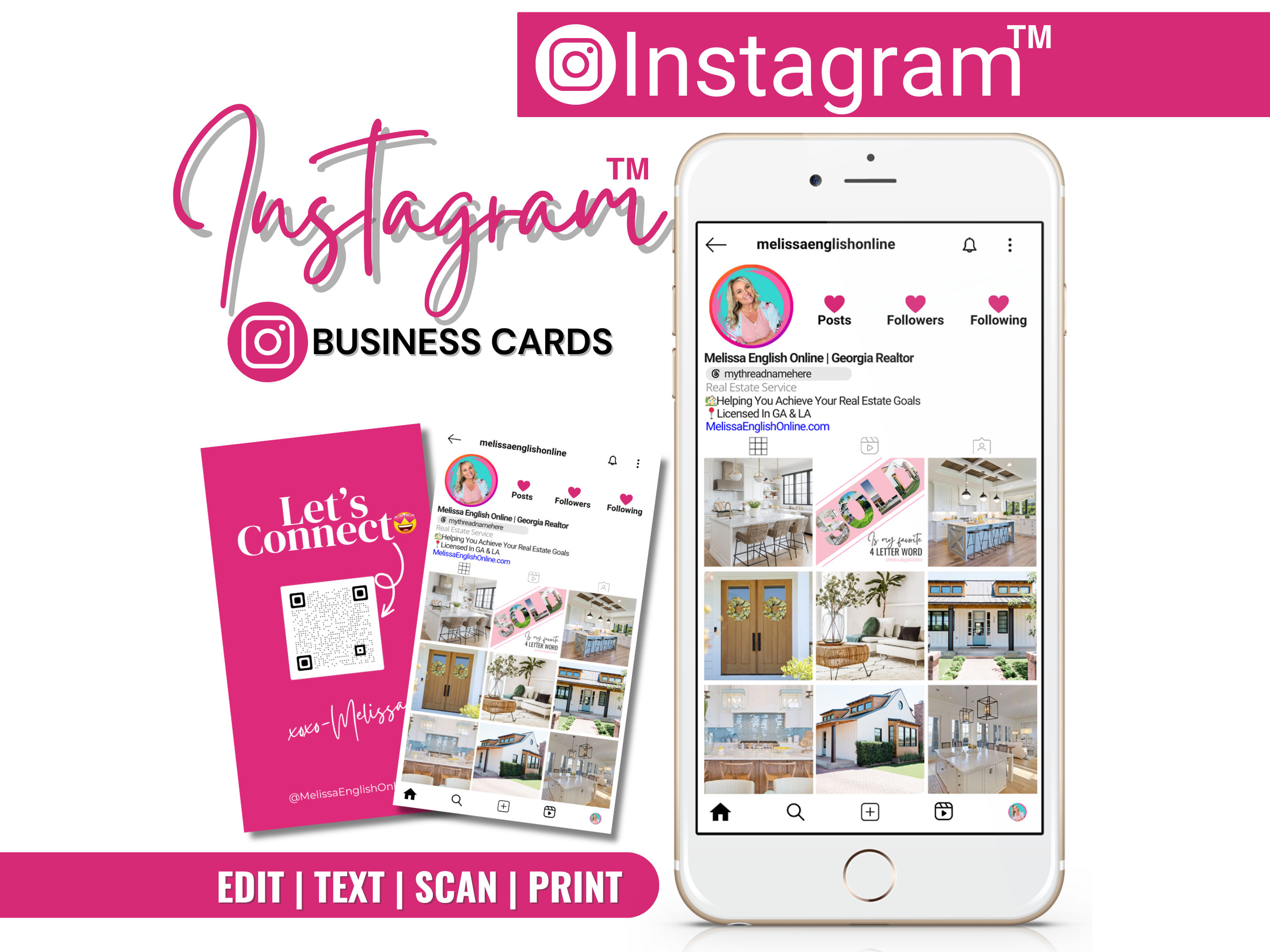 Digital & Printable INSTAGRAM Business Card Canva Template | QR Code ...