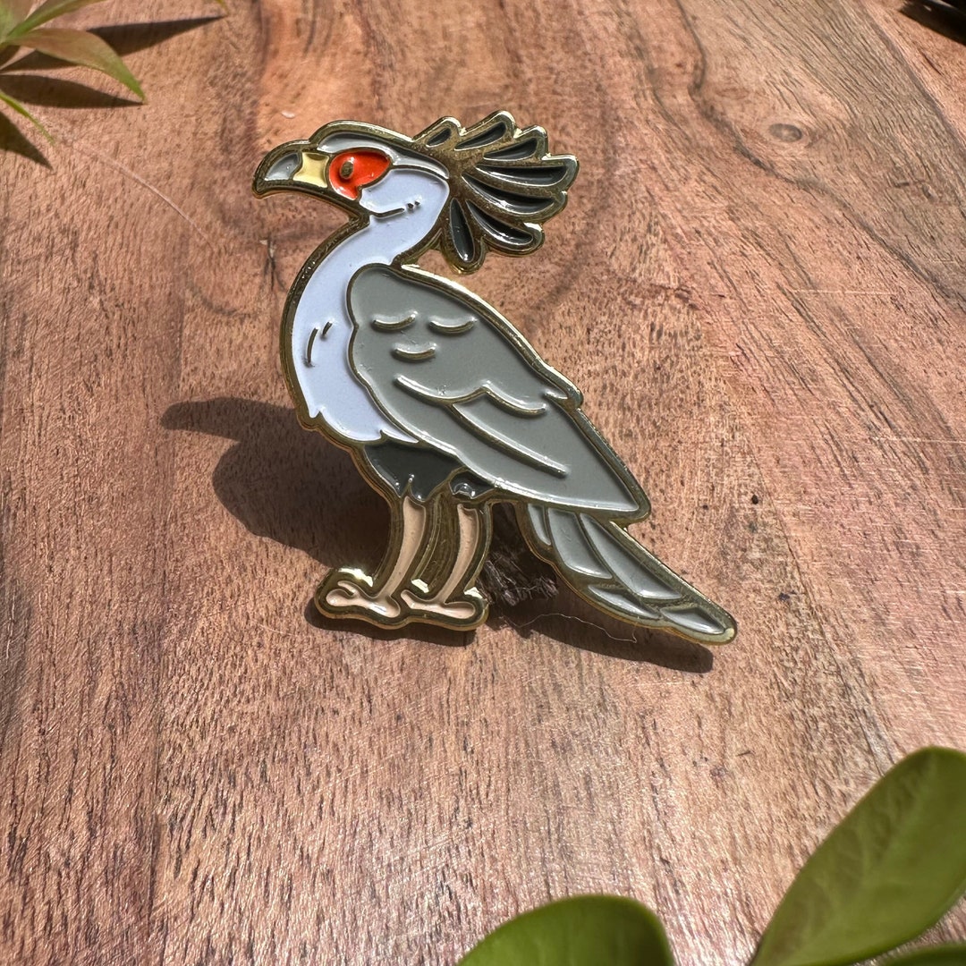 Secretary Bird Enamel Pin ! Lapel Pin Bird Pin Cute Gold Plated Brooch ...