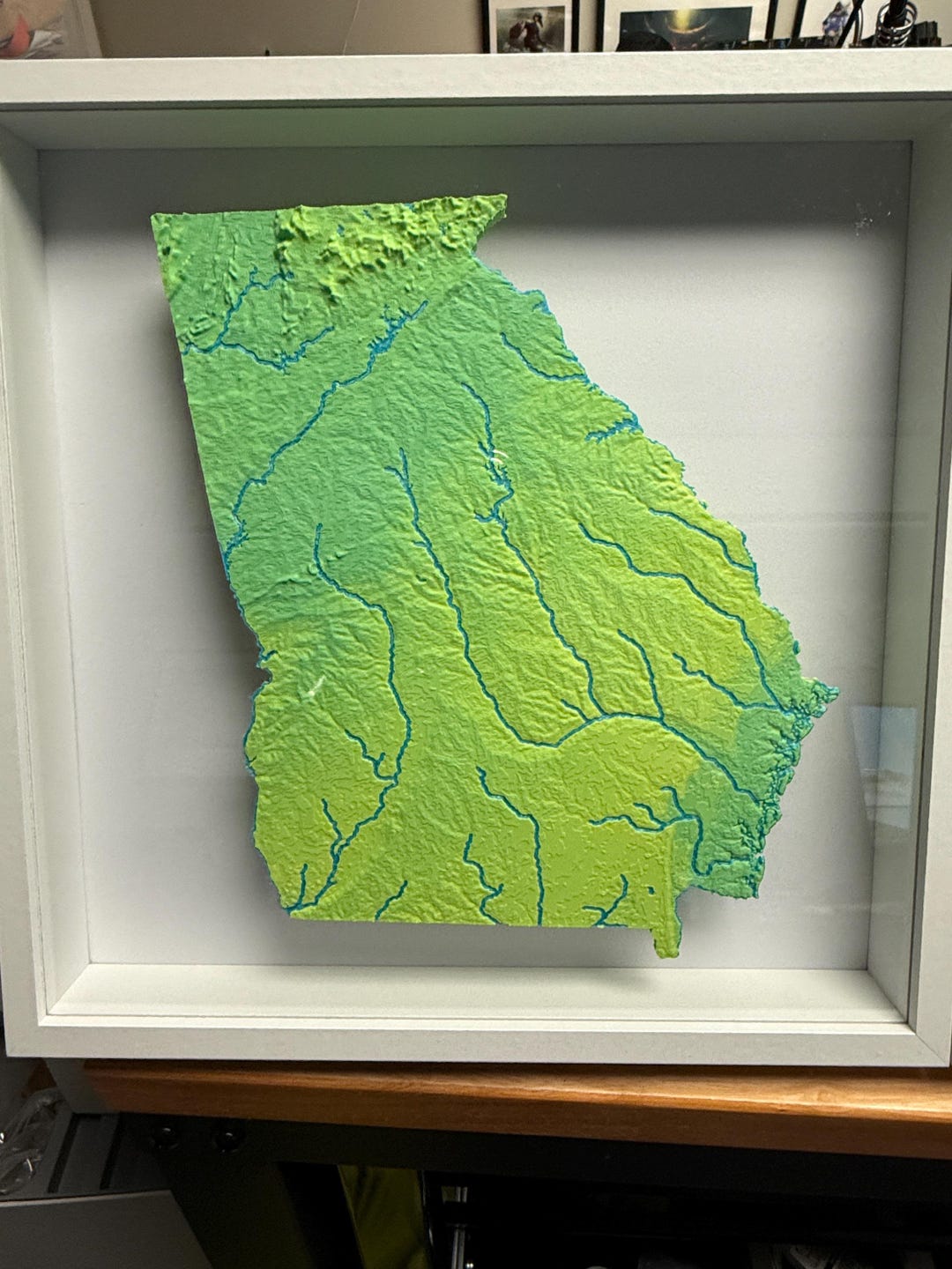 Georgia State Topographic Map 3D Print. Framed 3D Model With Rivers and ...