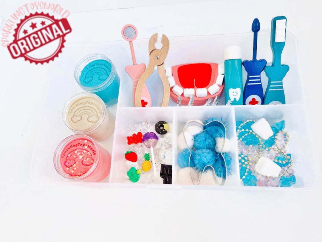 Wooden Dentist Play Dough Kit, Playdough Kit, Play Dough Kit, Dentist ...