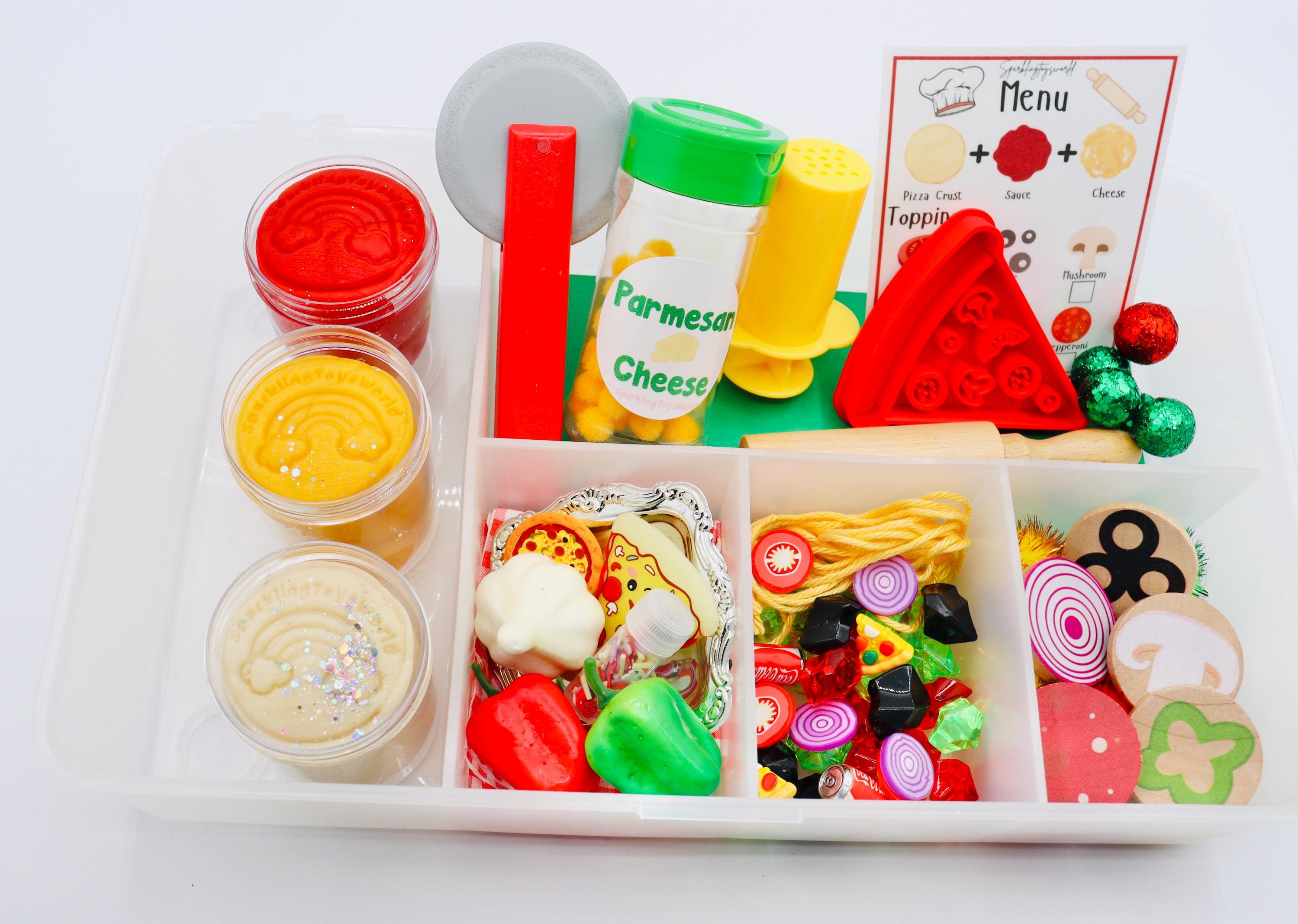 Wooden Pizza Play Dough Kit, Playdough Kit, Play Dough Kit, Pizza ...