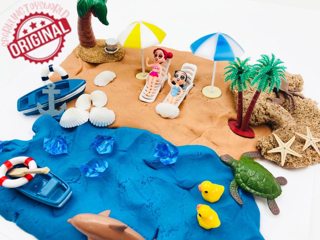 Beach Play Dough Kit, Kids Play Dough, Sensory Play Dough, Kids Gift ...