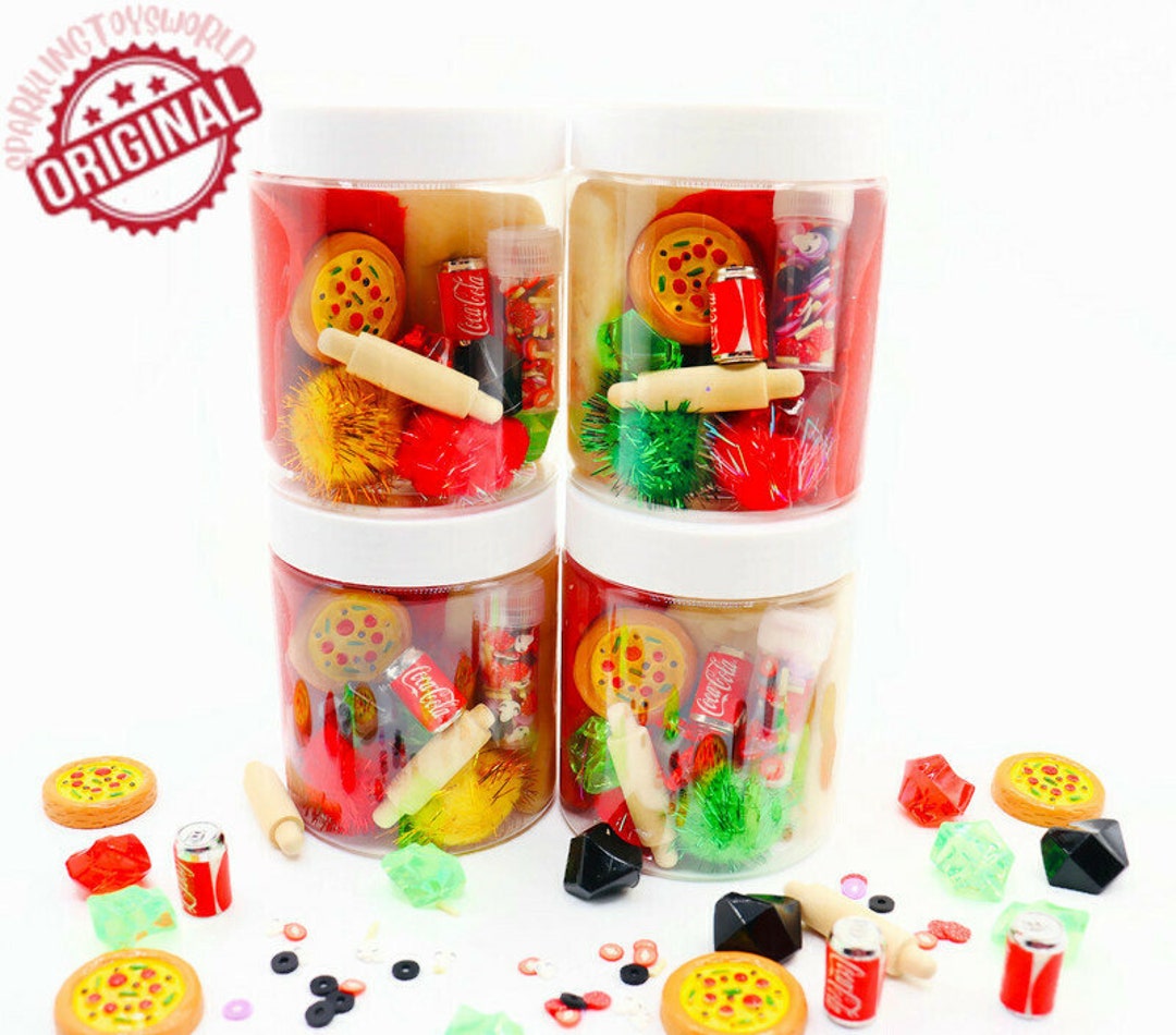 Pizza Play Dough Party Favors, Pizza Play Doh Sensory Jars, Kids ...