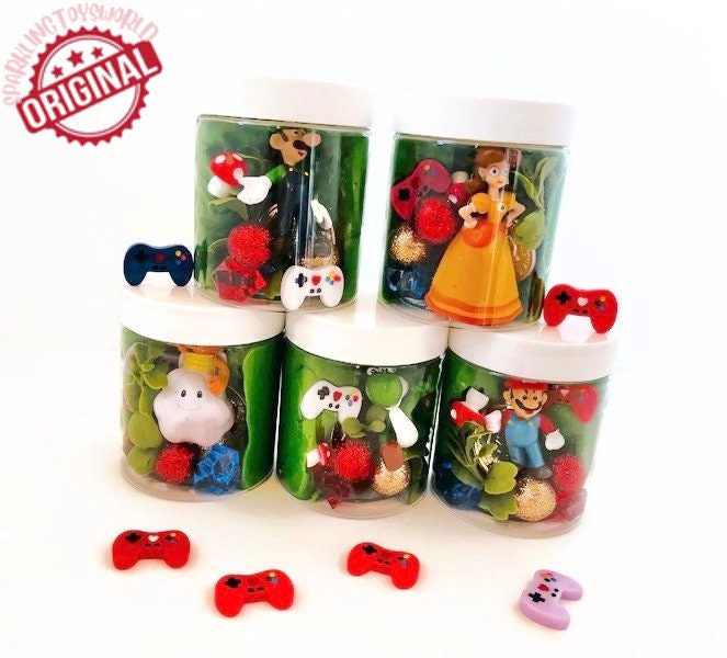 Mario Party Favors Inspired, Playdough Jars, Mario Playdough Kit, Play ...