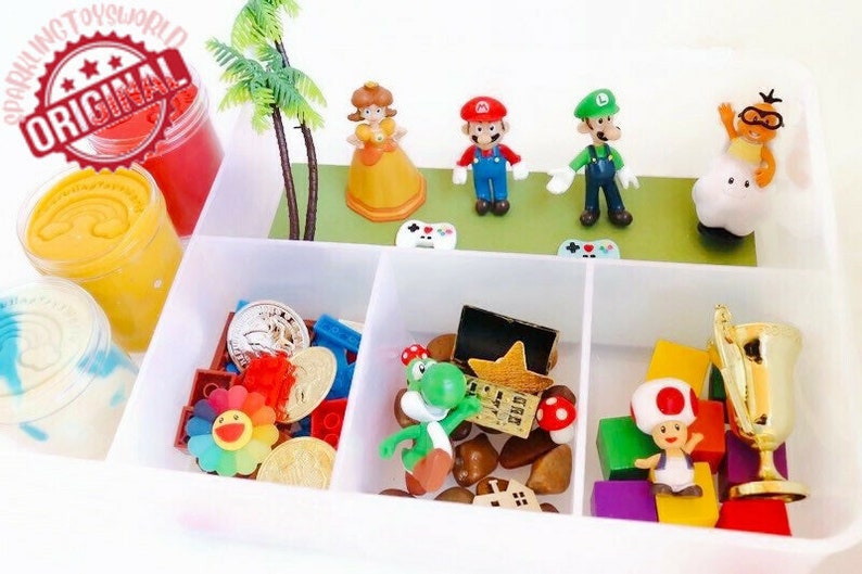 Mario Playdough Kit, Mario Sensory Kit, Playdough Kit, Sensory Bin ...