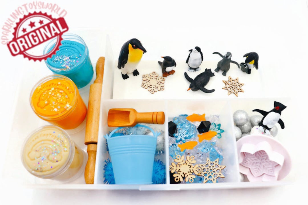 Penguin Play Dough Kit, Arctic Animals Playdough Kit, Winter Play Dough ...