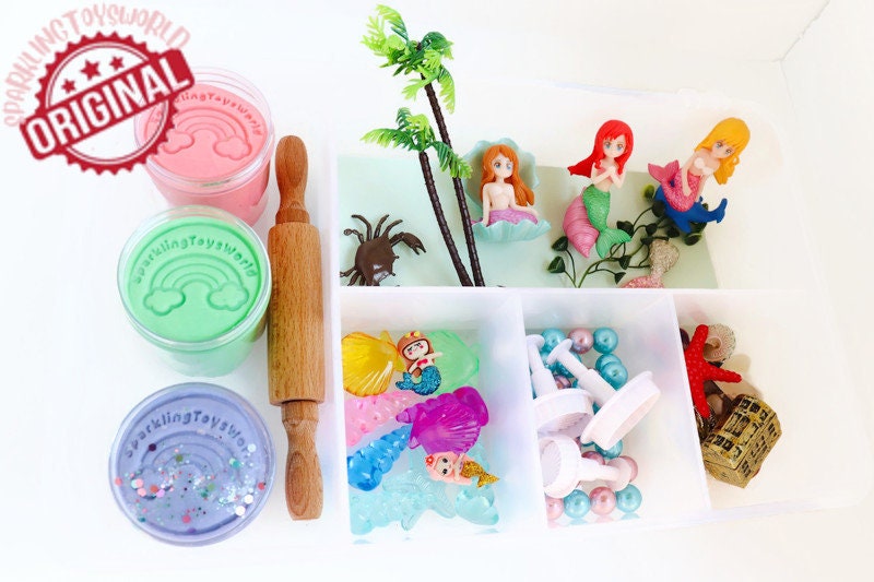 Mermaid Play Dough Kit, Playdough Sensory Kit, Mermaid Play Dough Kit ...