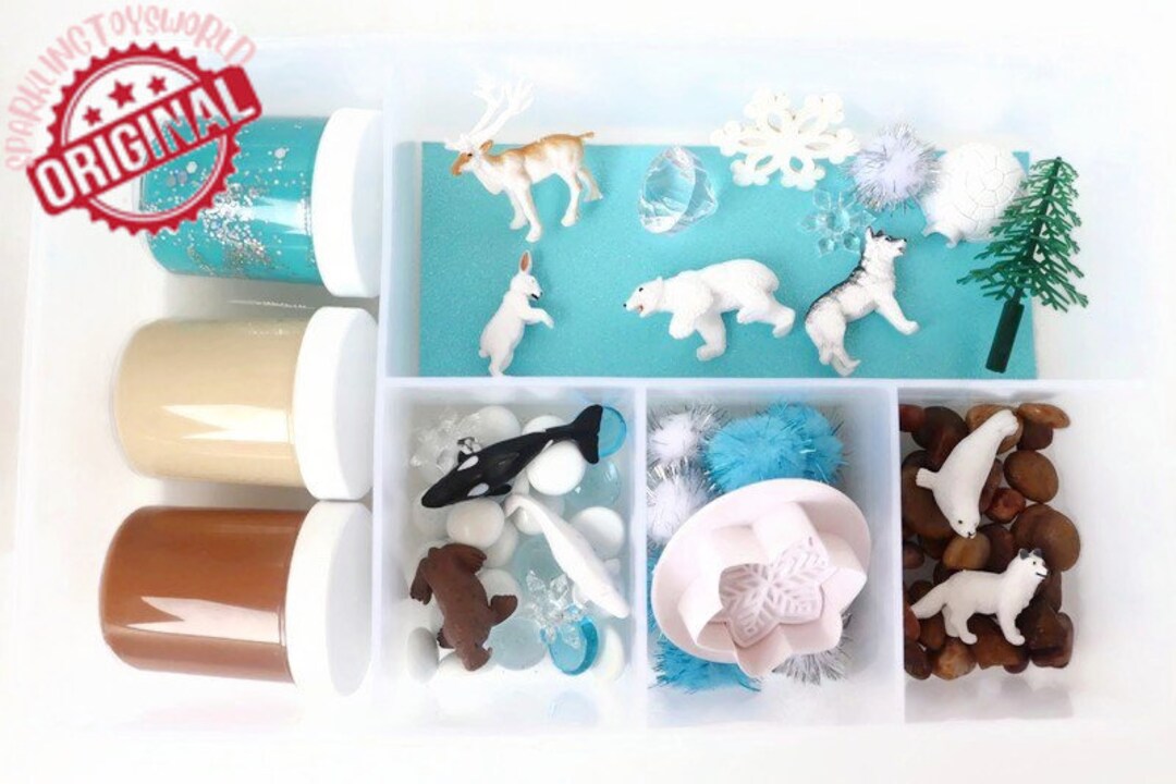 Arctic Play Dough Kit, Arctic Animals Playdough Kit, Winter Play Dough ...