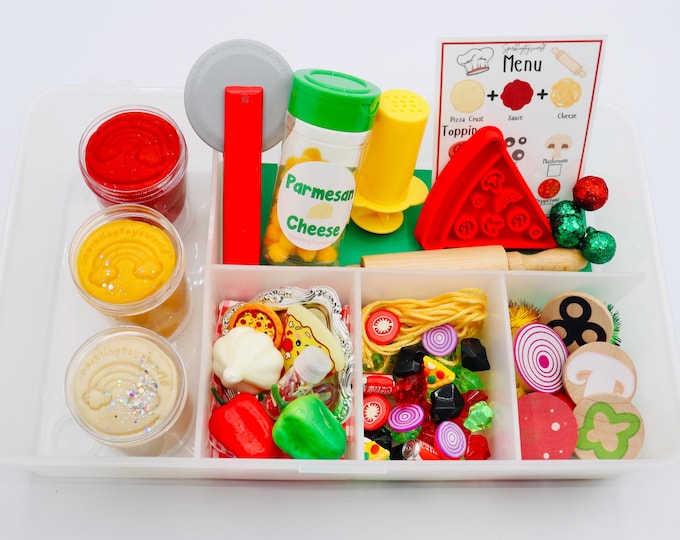Wooden Pizza Play Dough Kit, Playdough Kit, Play Dough Kit, Pizza ...