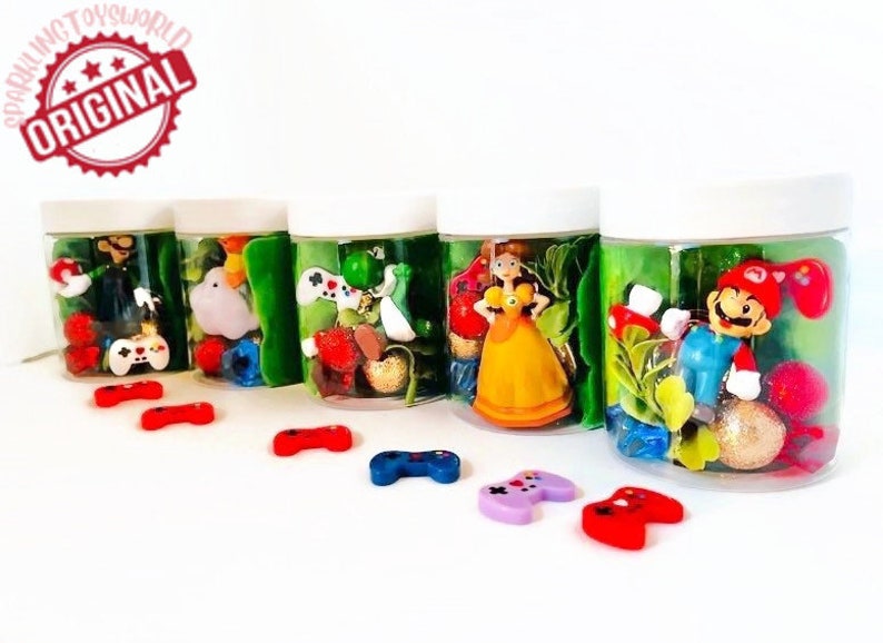 Mario Party Favors Inspired, Playdough Jars, Mario Playdough Kit, Play ...