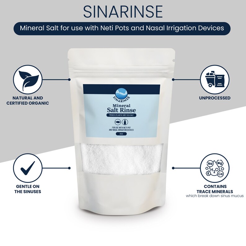 Sinarinse Mineral Sea Salt Rinse 250g for Use With Neti Pot and Neilmed ...