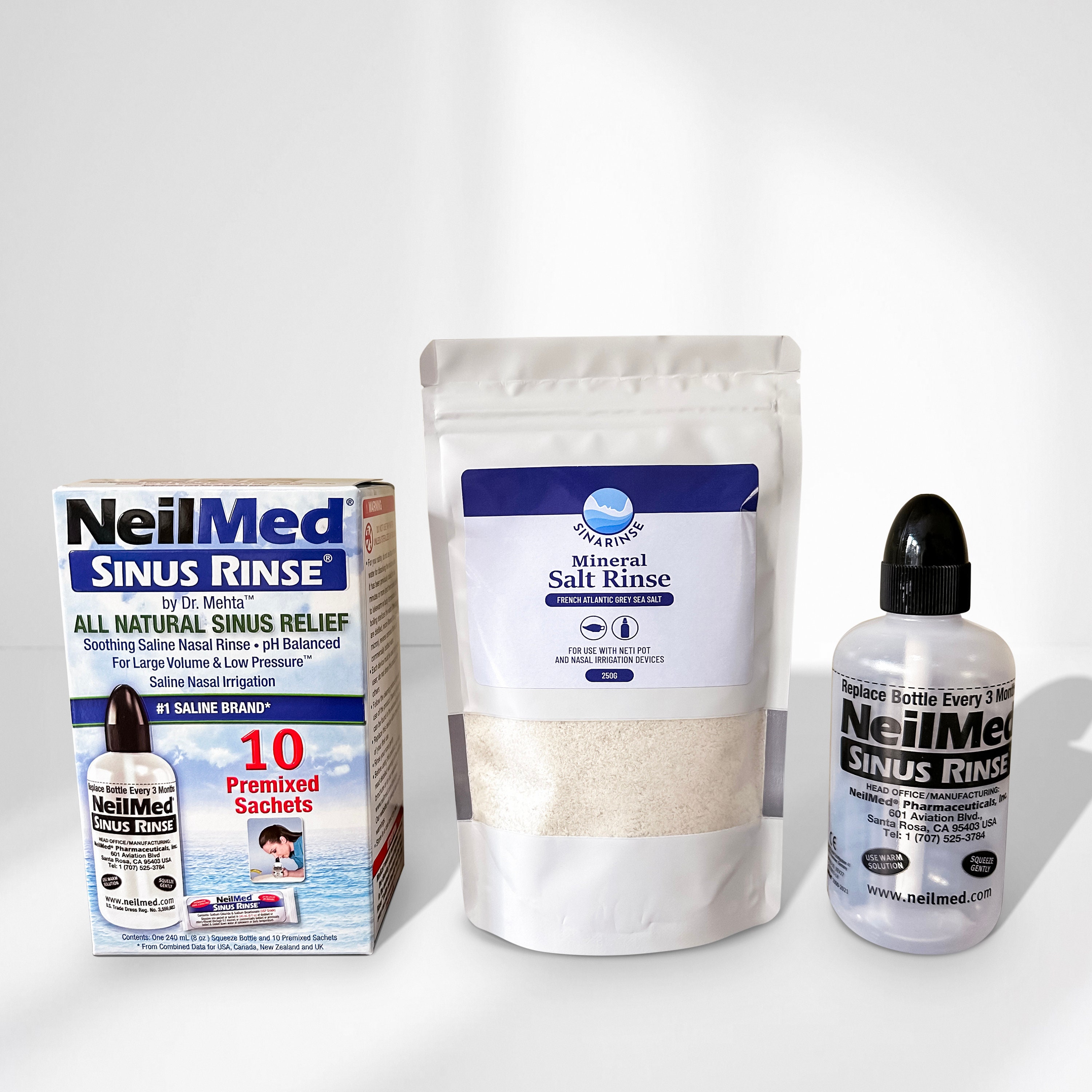 Neilmed and Sinarinse Mineral Sea Salt 250g Nasal Irrigation Kit ...