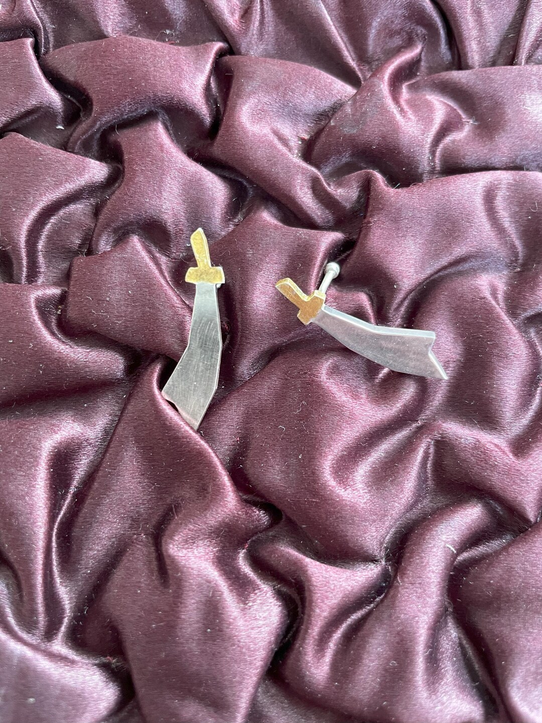 Steel Scimitar Earrings in Sterling Silver and Gold Plate From ...